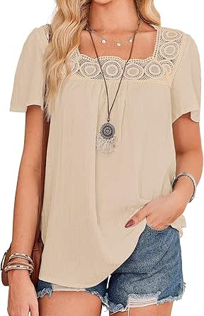 Amazon.com: Falechay Boho Going Out Tops for Women Square Neck Short ...