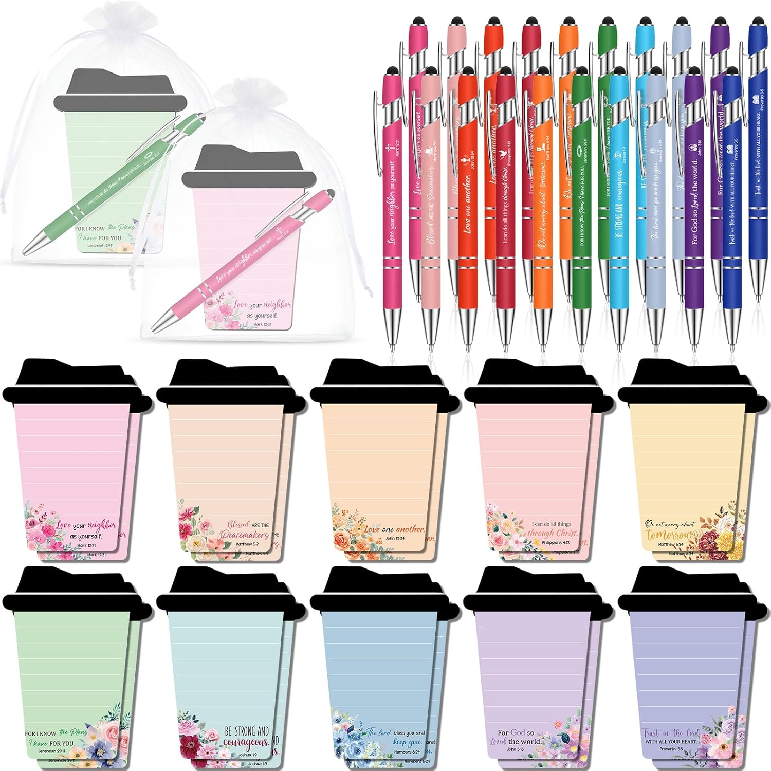 Amazon.com : 60 Pcs Christian Notepads Coffee Cup Sticky Notes with ...