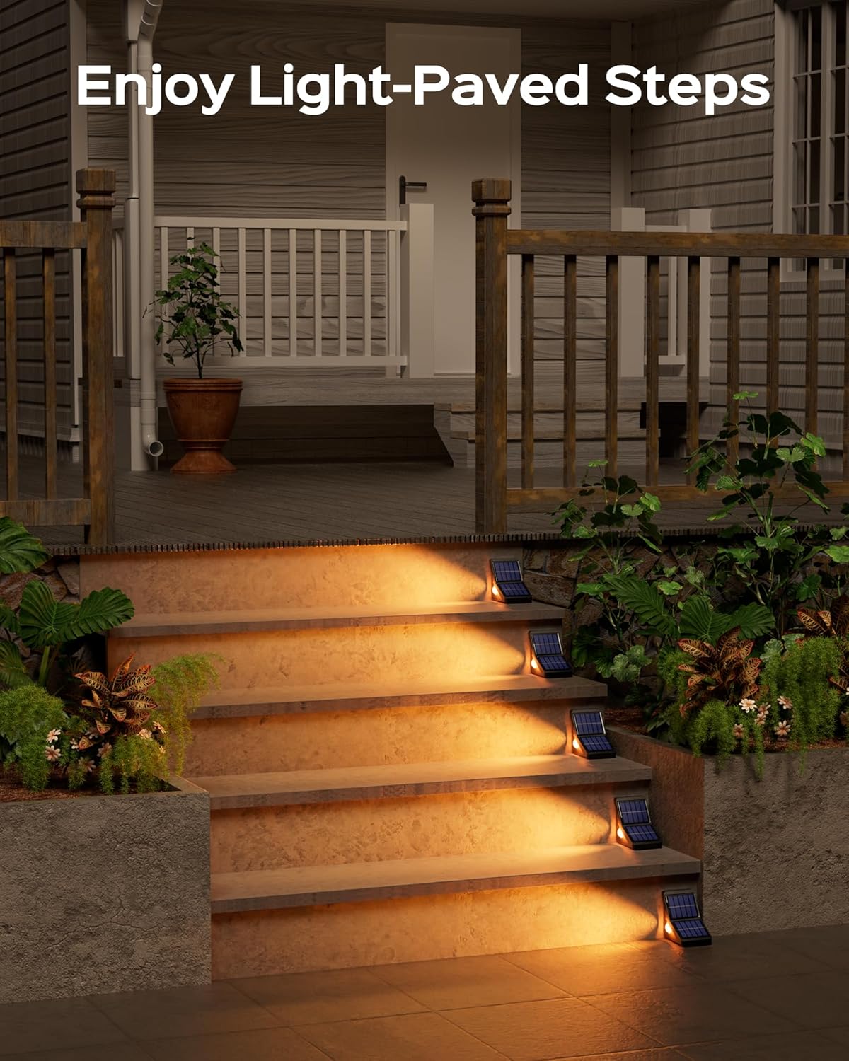 Dual Panels Solar Step Lights Outdoor Waterproof, Super Bright 3 Color ...