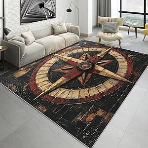 Amazon.com: MMYAOKEN Compass Area Rug - Compass Gifts, Nautical Rugs ...