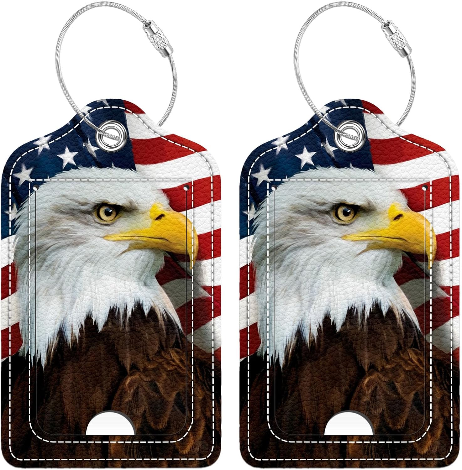 Amazon.com: 2 Pcs Luggage Tag for Suitcase, American Eagle Flag Unique ...