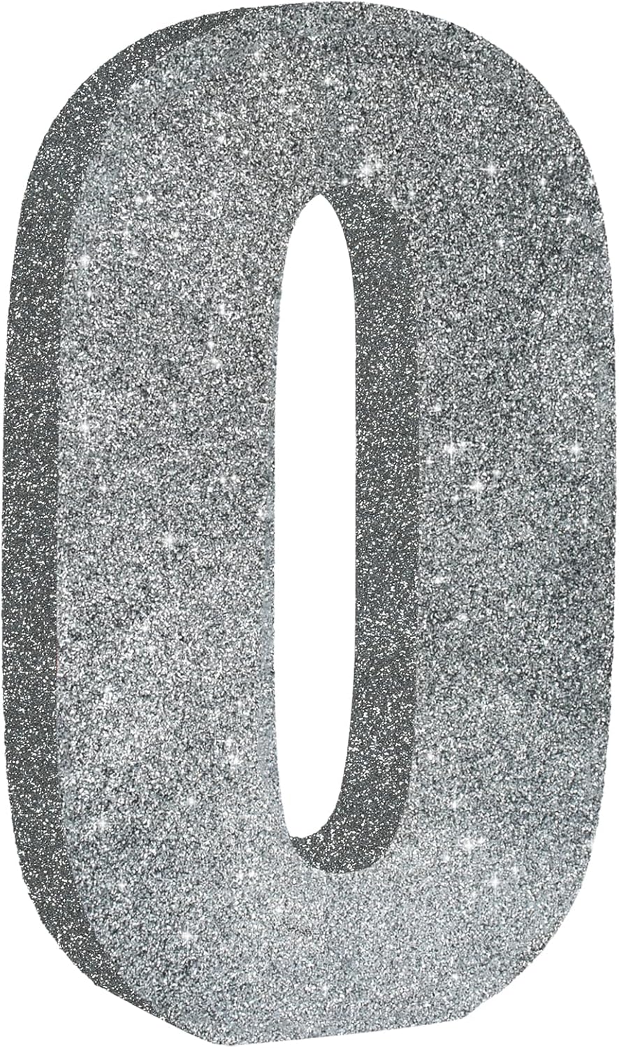 Amazon.com: TONIFUL 7.8 Inch Silver Glitter Number 0 Wooden Table ...