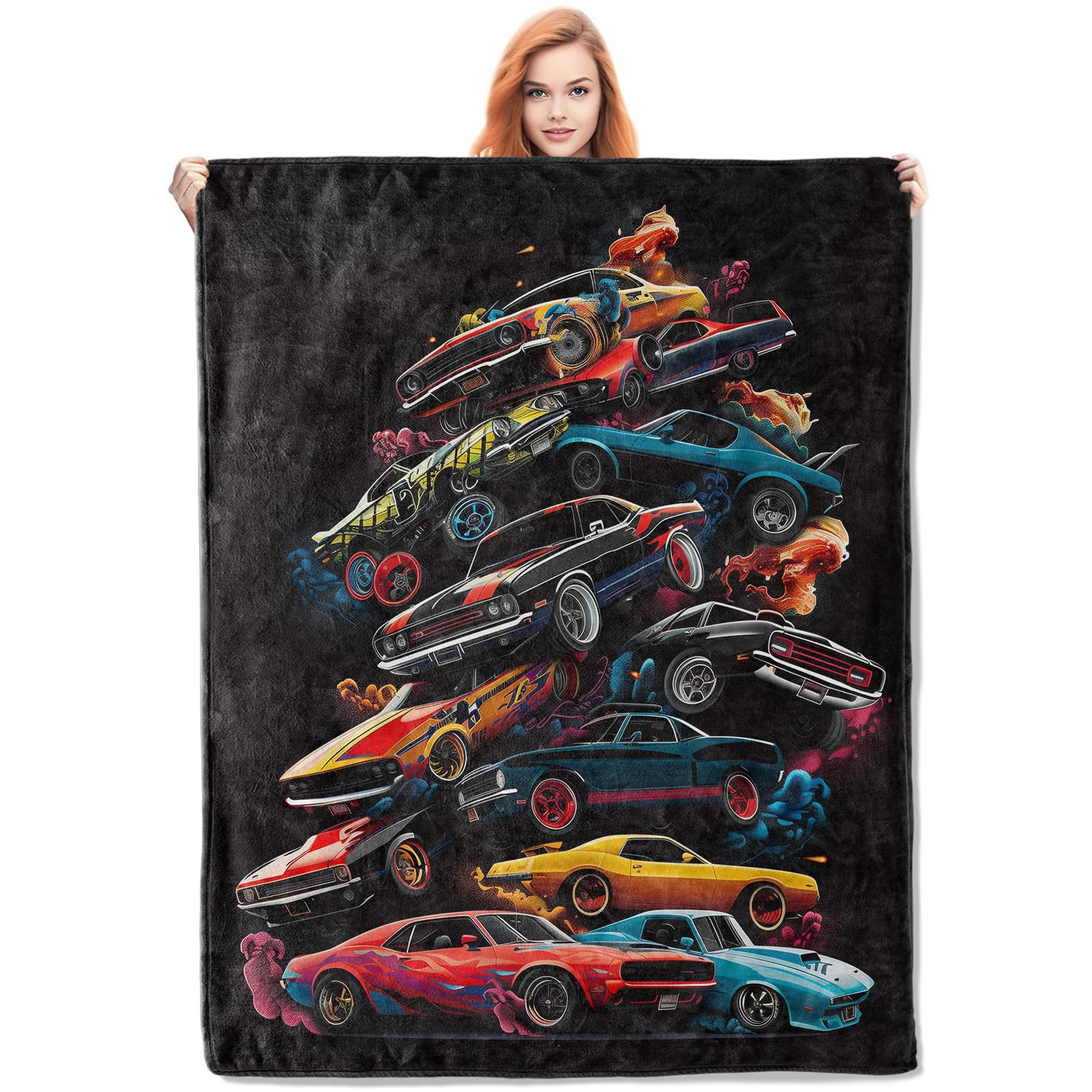 Amazon.com: VANZEV Muscle Cars Throw Blanket, Black Vintage Sports Car ...