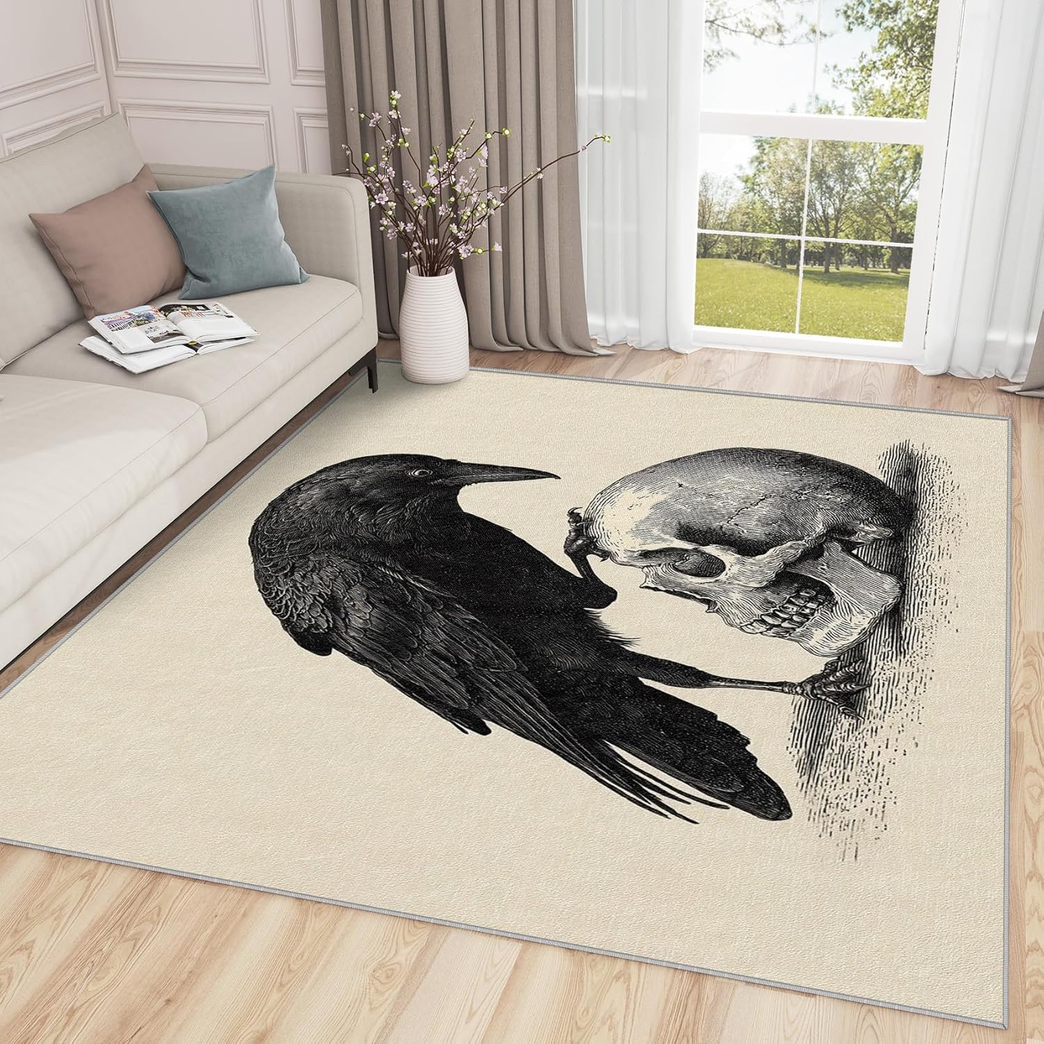Amazon.com: Aquailis Gothic Rugs for Bedroom - 5x7 Rug, Crow Home Decor ...