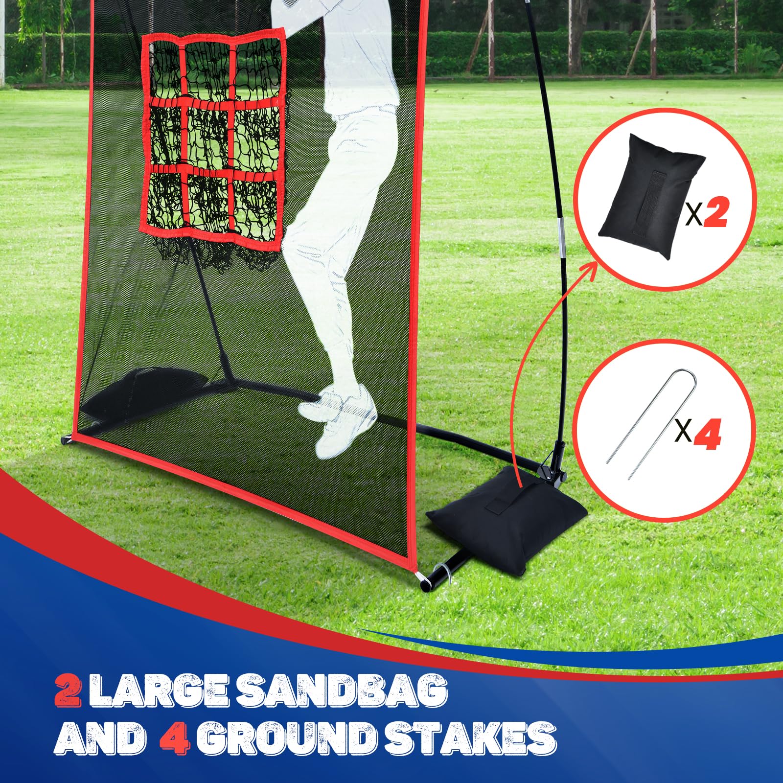 Patiassy 7 ft x 7 ft Baseball Softball Hitting Pitching Practice Net ...