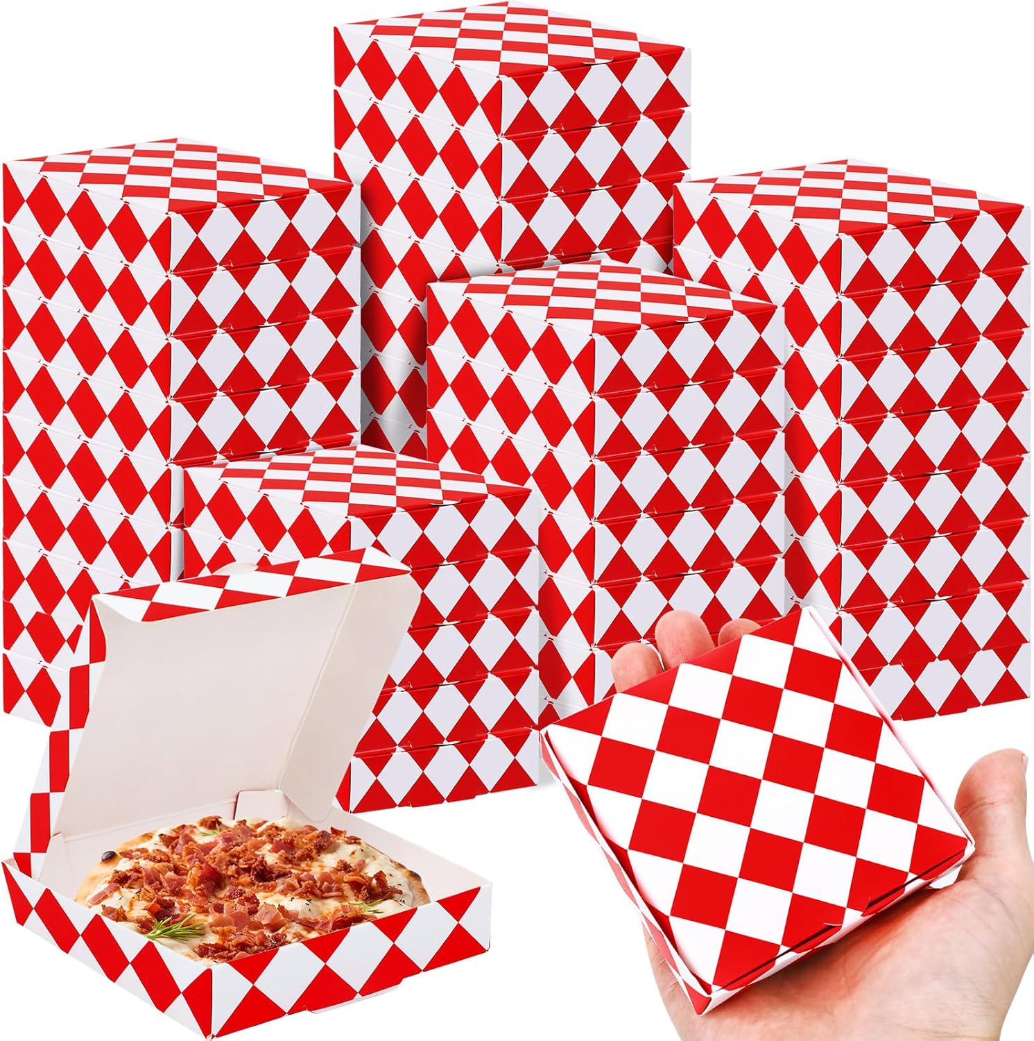 Amazon.com: 50 Pack Small Pizza Boxes Red And White Pizza Boxes Movie ...