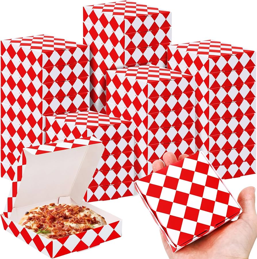 Pizza Container 50-Pack Mini Pizza Planet Boxes - 5.1" Square Cardboard ...
