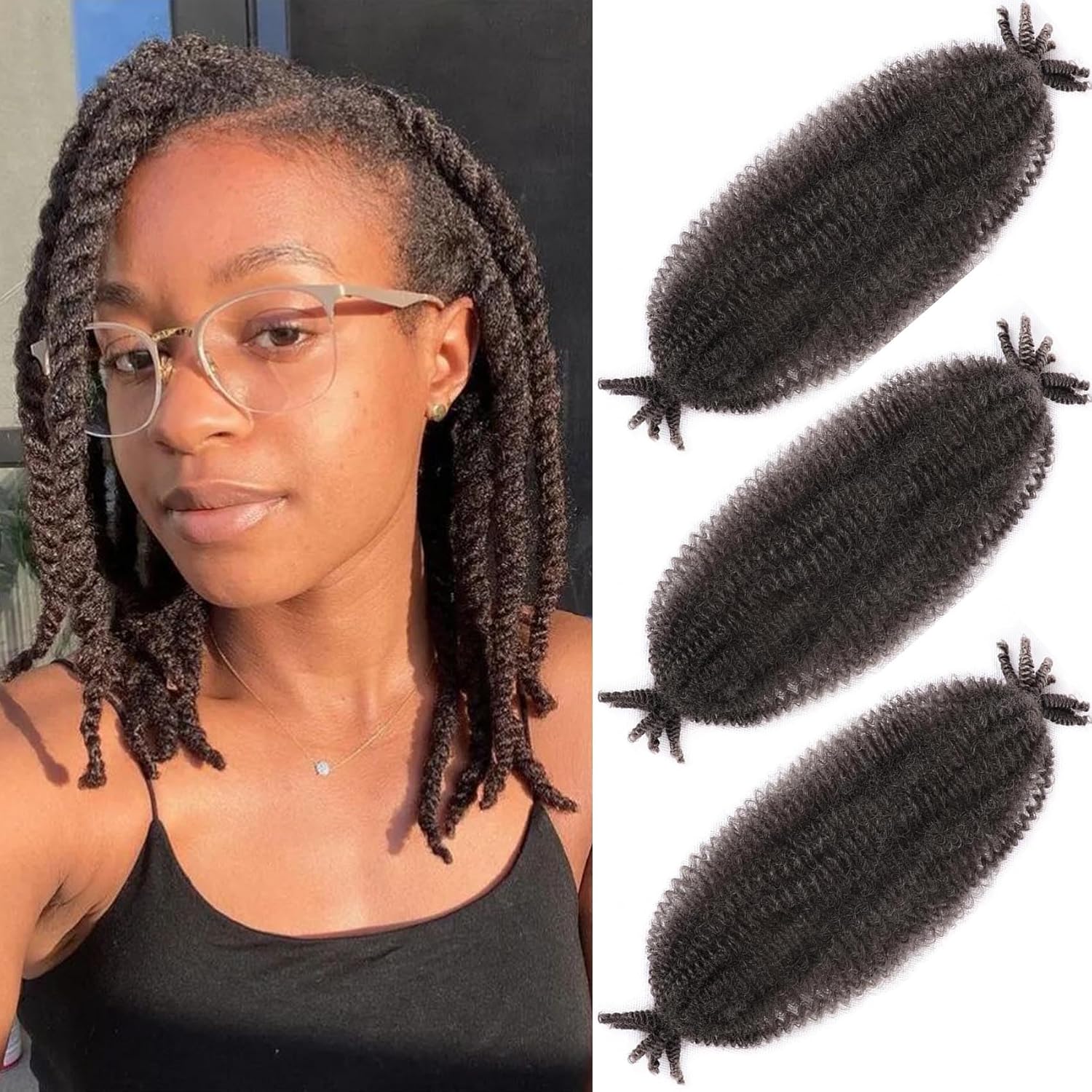 Amazon.com : Afro Twist Hair 12 Inch 3 Packs, Springy Afro Twist Hair ...