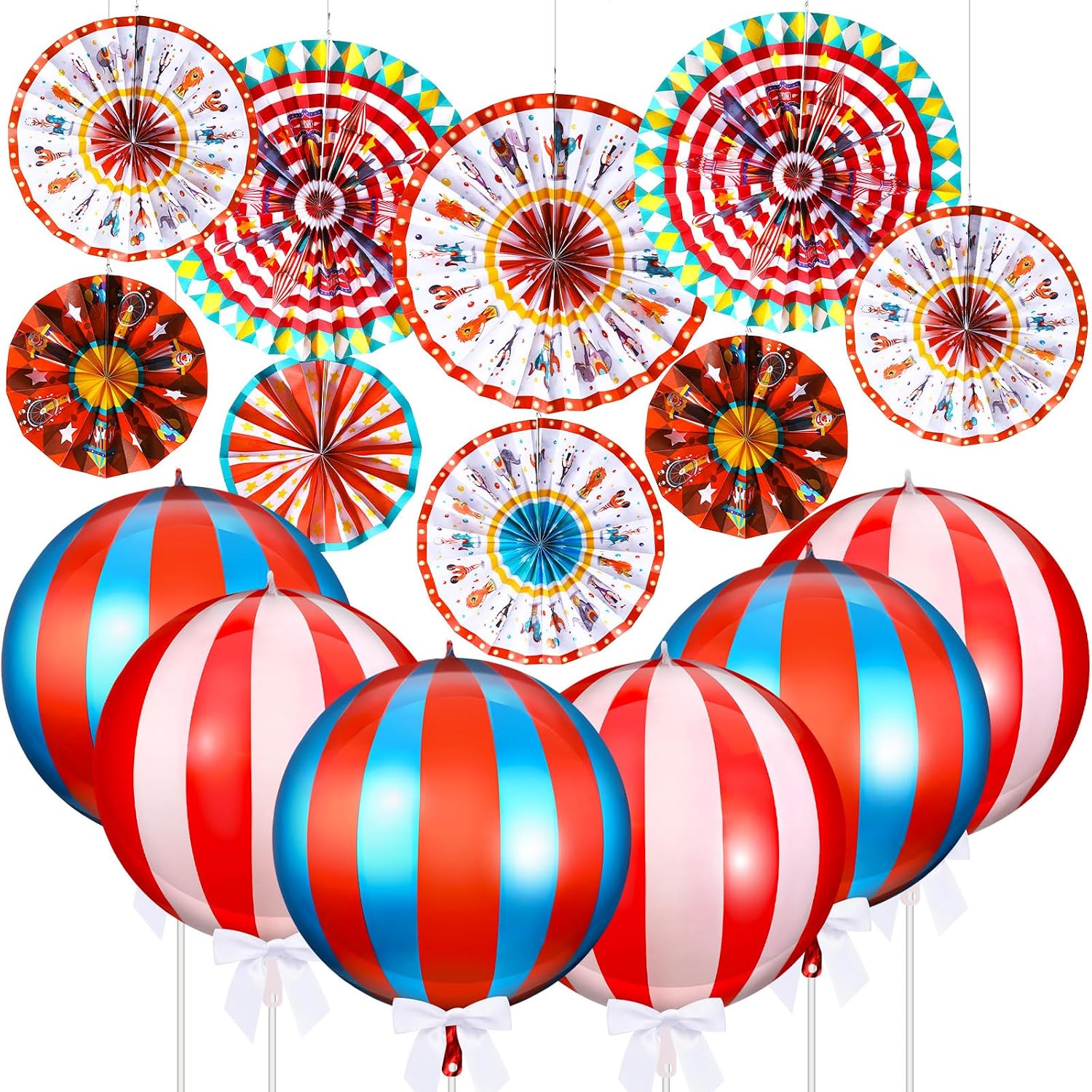 Amazon.com: Outus Carnival Decorations for Party with 9 Paper Fan ...