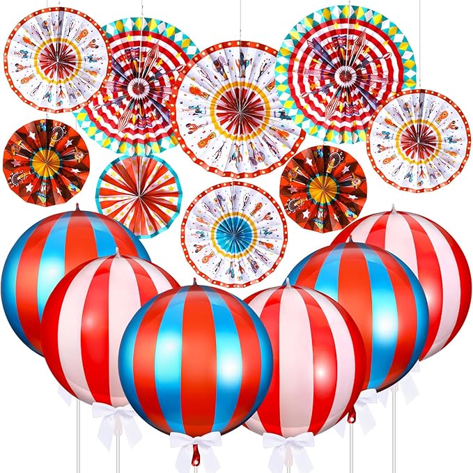 Amazon.com: Outus Carnival Decorations for Party with 9 Paper Fan ...