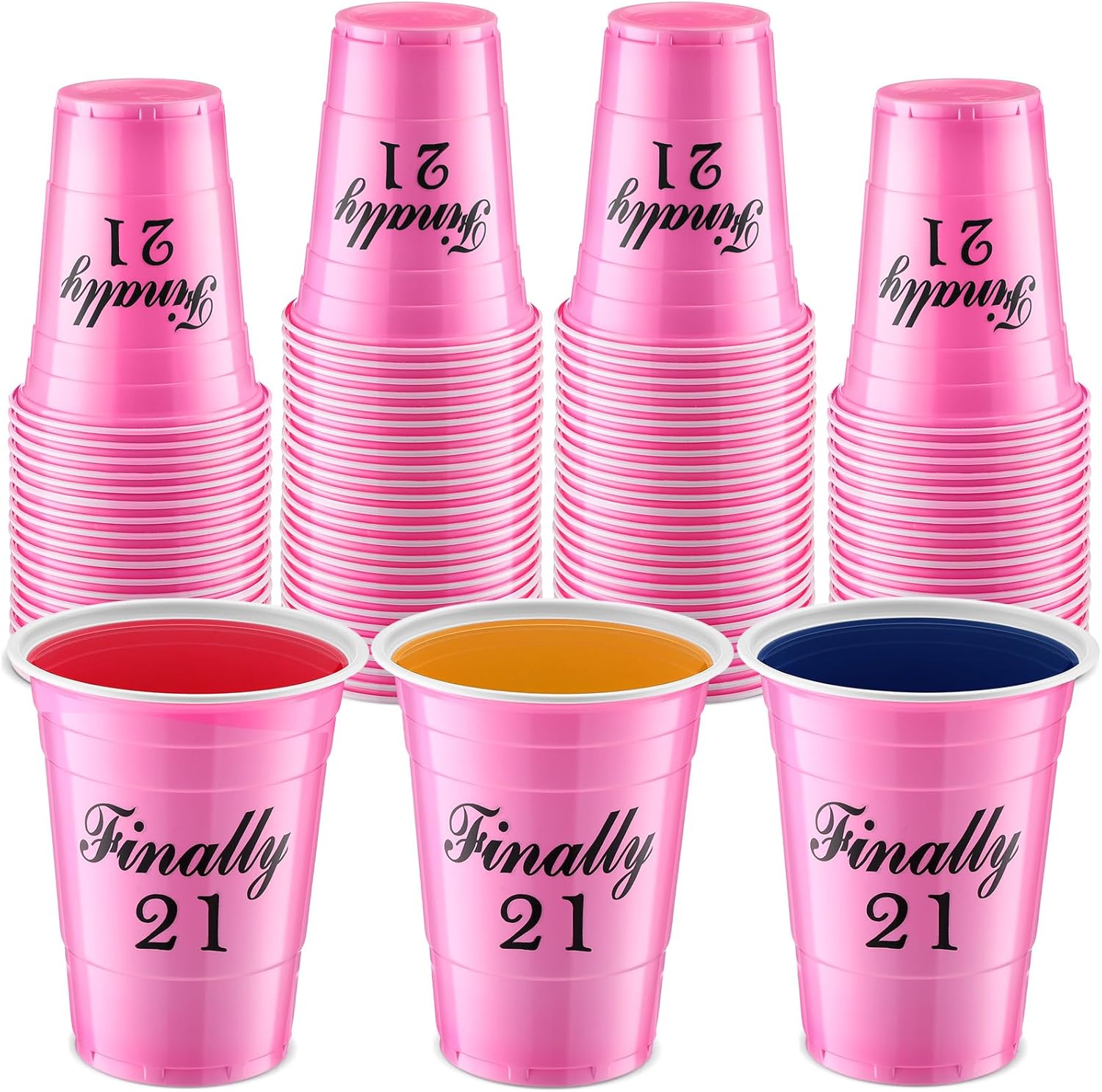Amazon.com: Nuogo 50 Pcs Finally 21 Birthday Party Disposable Cups 16 ...