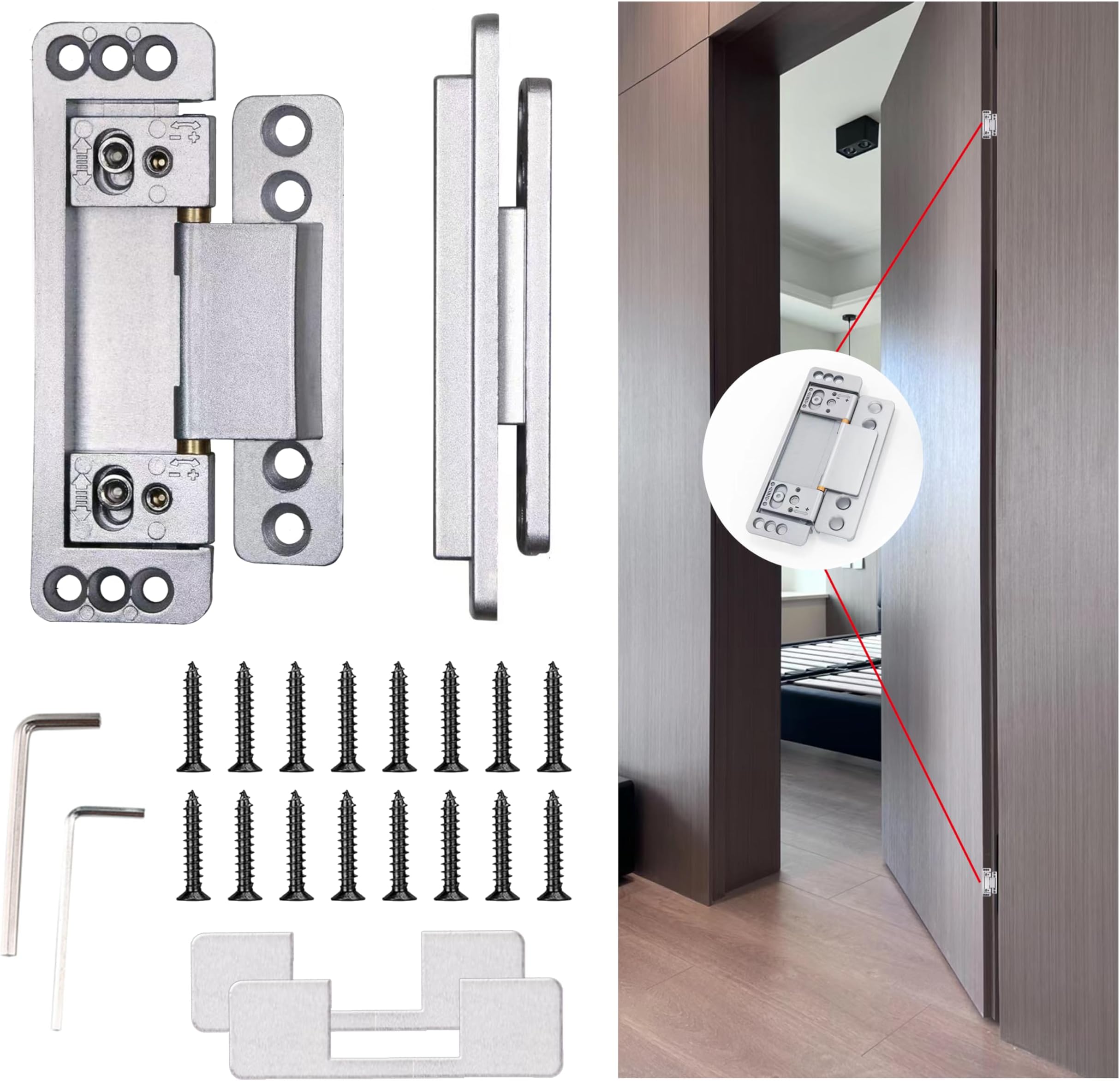 MENGSHI Hidden Hinges Ultra-Thin Hidden Door Hinges Invisible Hinge for ...