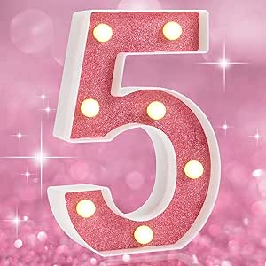 Amazon.com: Marquee Numbers Lights, Glitter Pink Light Up Numbers for ...