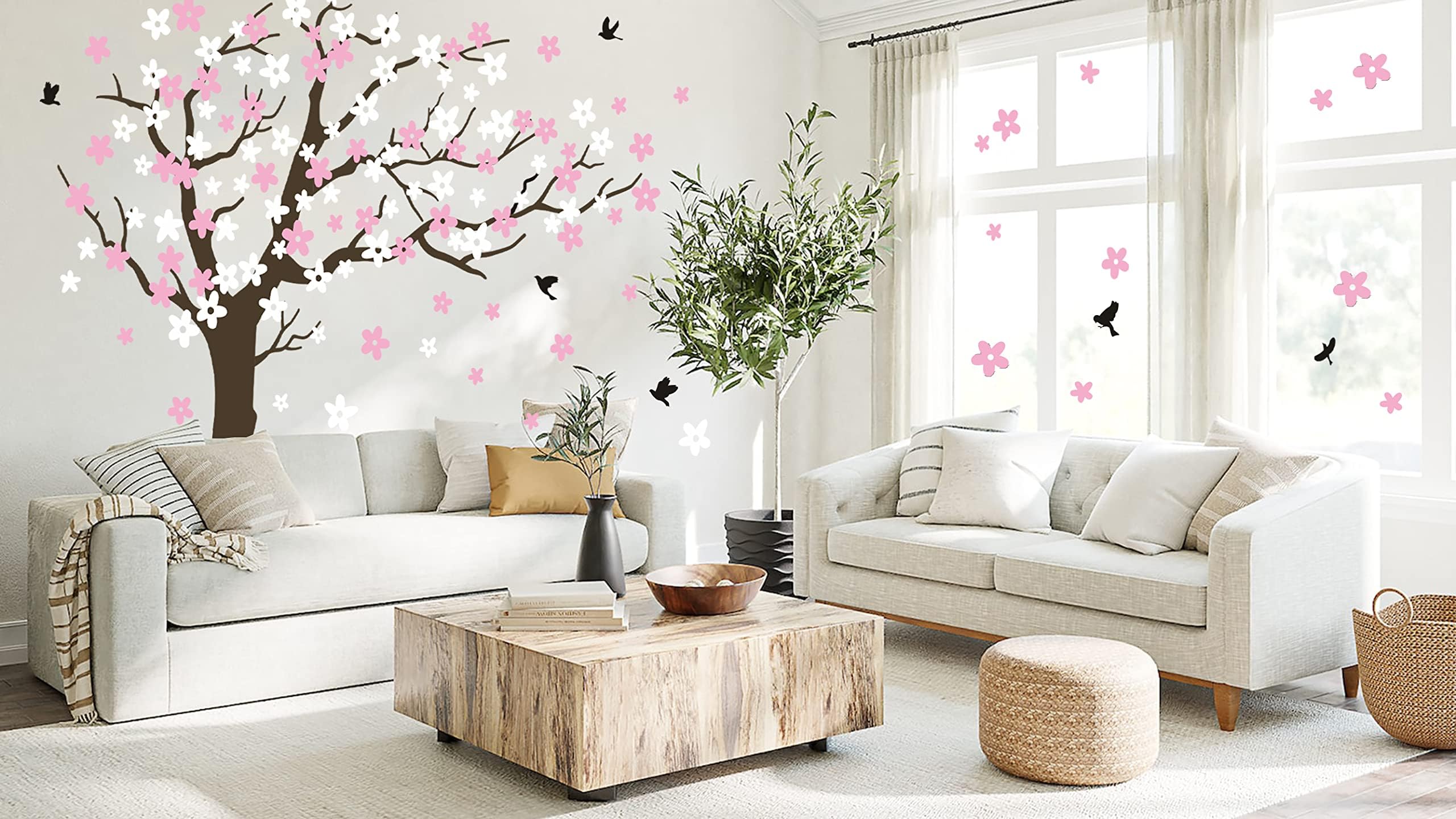Amazon.com: Large Cherry Blossom Tree Blowing in The Wind Tree Wall ...