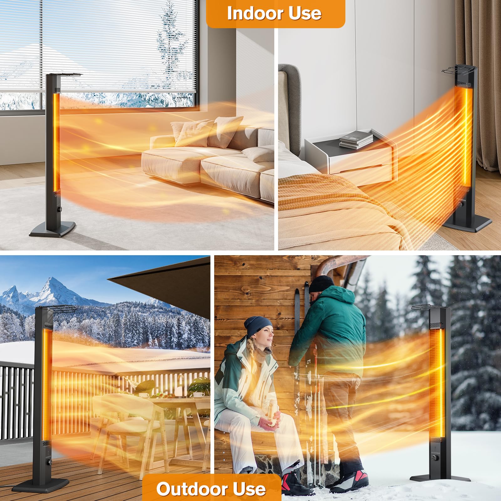 FLOWBREEZE Outdoor Patio Heater, 42in Infrared Heater with Remote, 9 ...