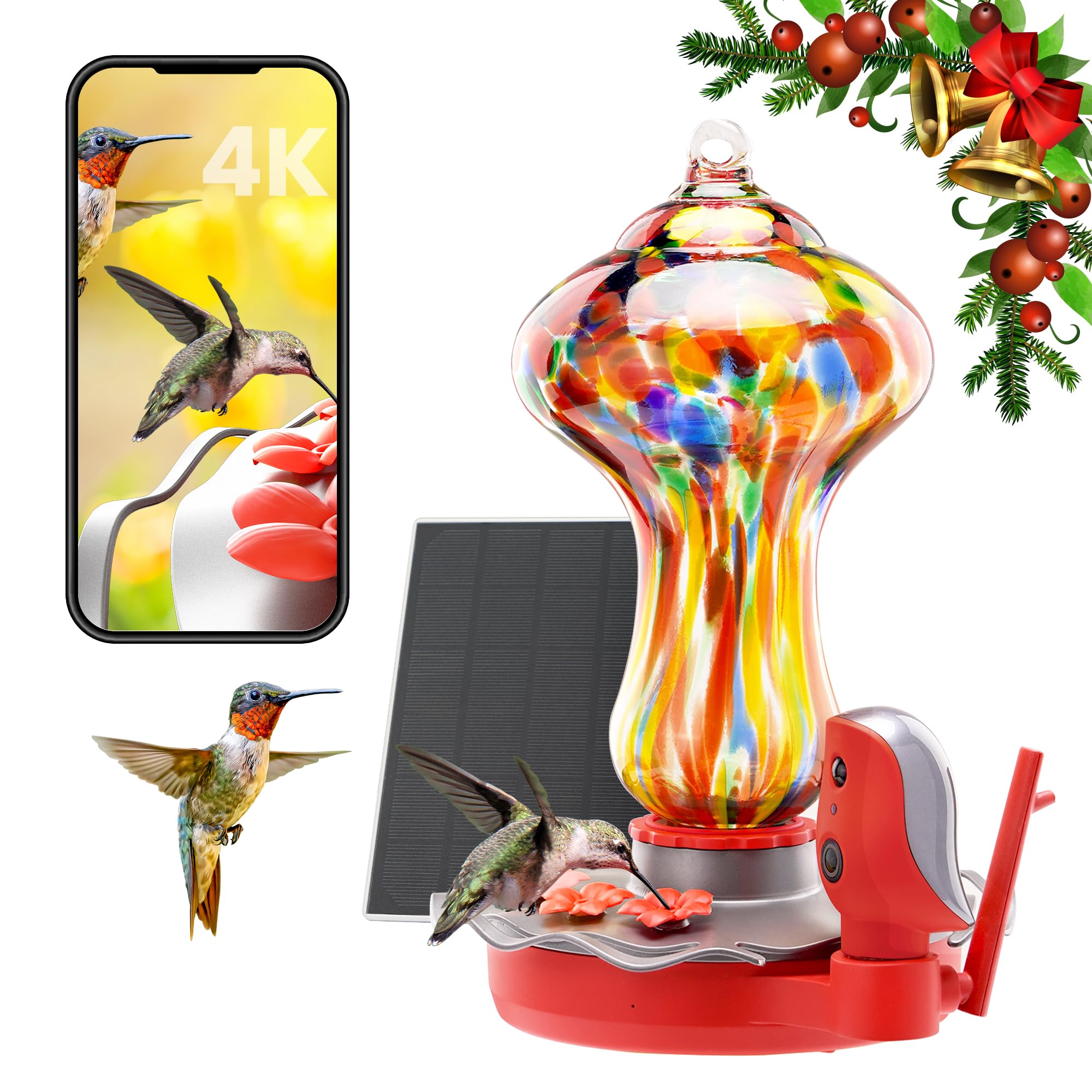 Amazon.com : BBPECO Glass Smart Hummingbird Feeder with 4K HD Camera ...