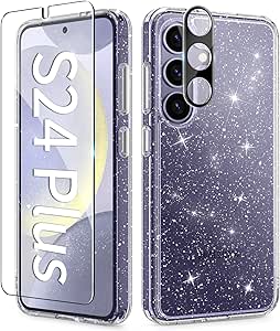 Amazon.com: TIESZEN for Samsung Galaxy S24 Plus Case Glitter, [with Screen Protector + Camera ...
