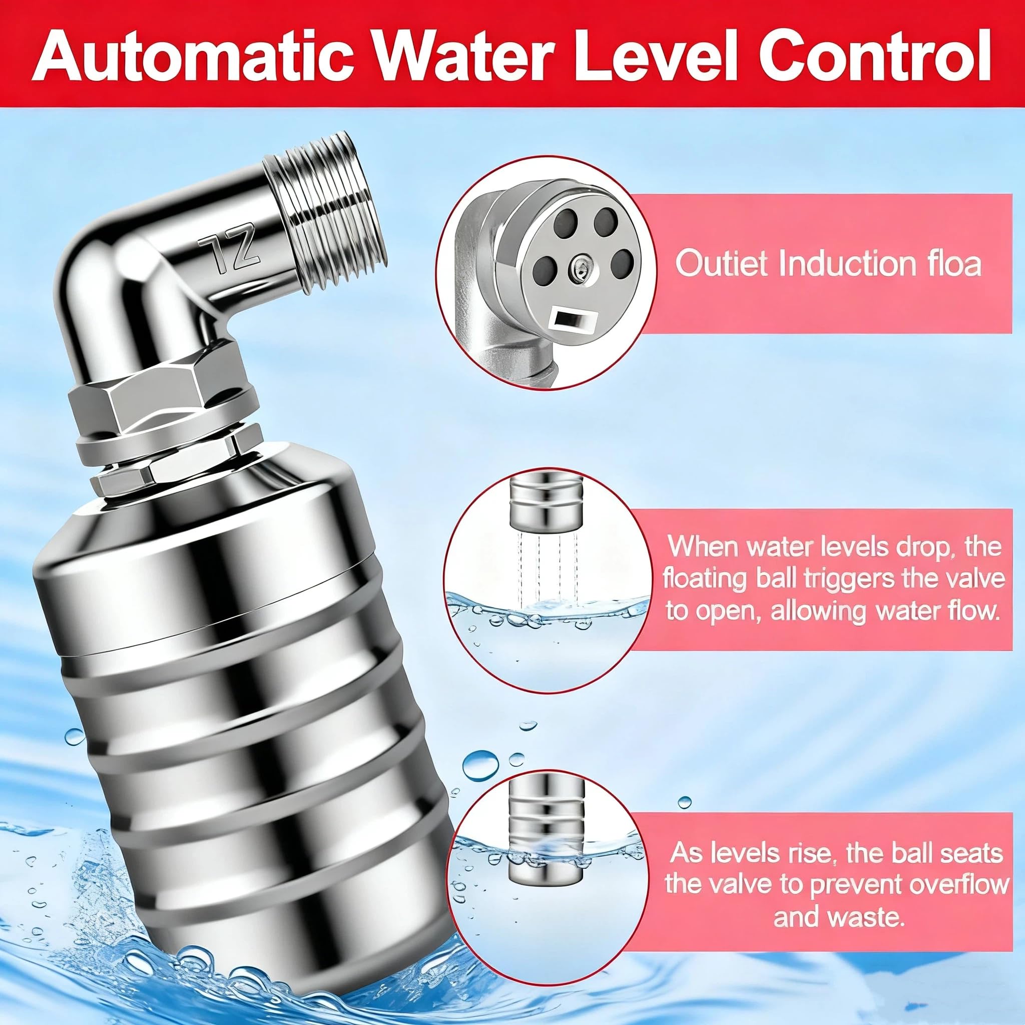 Snapklik.com : Automatic Water Level Control Float Valve 1/2" & 3/4", 3 ...