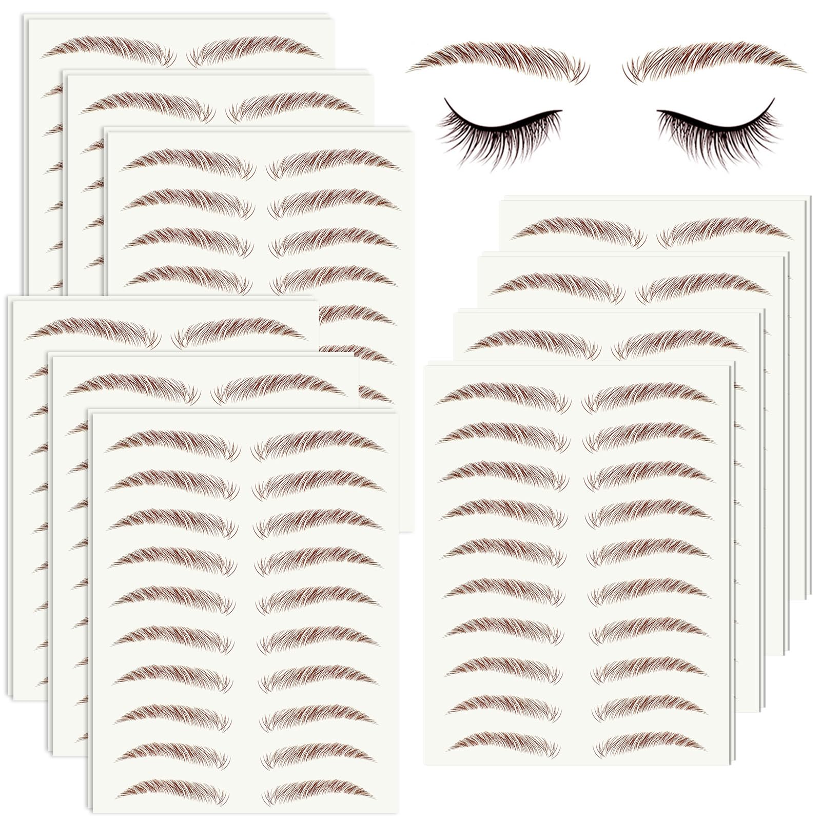 Amazon.com : 20 Sheets 200 Pairs Eyebrow Tattoo Sticker Waterproof 4D ...