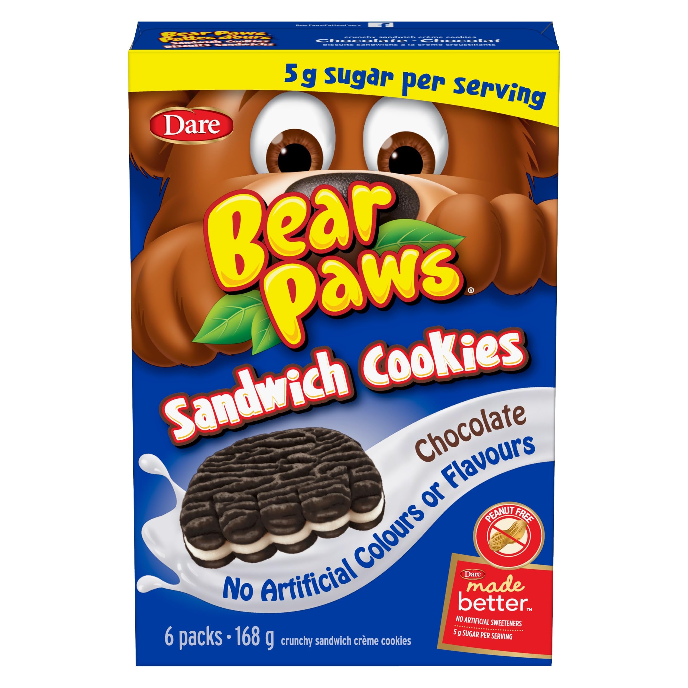 Bear Paws Chocolate Sandwich Cookies - Soft Cookie Snack Packs, School ...