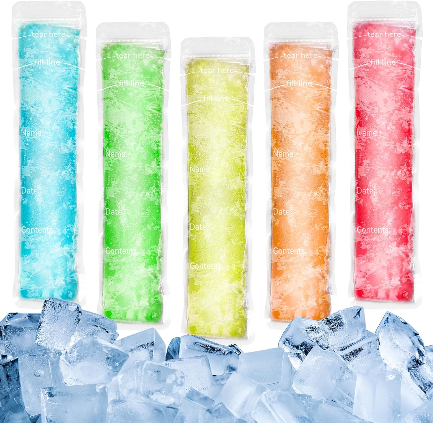 Amazon.com: [Bag Only] 100 Popsicle Bags No Funnel - Sealable Popsicle ...