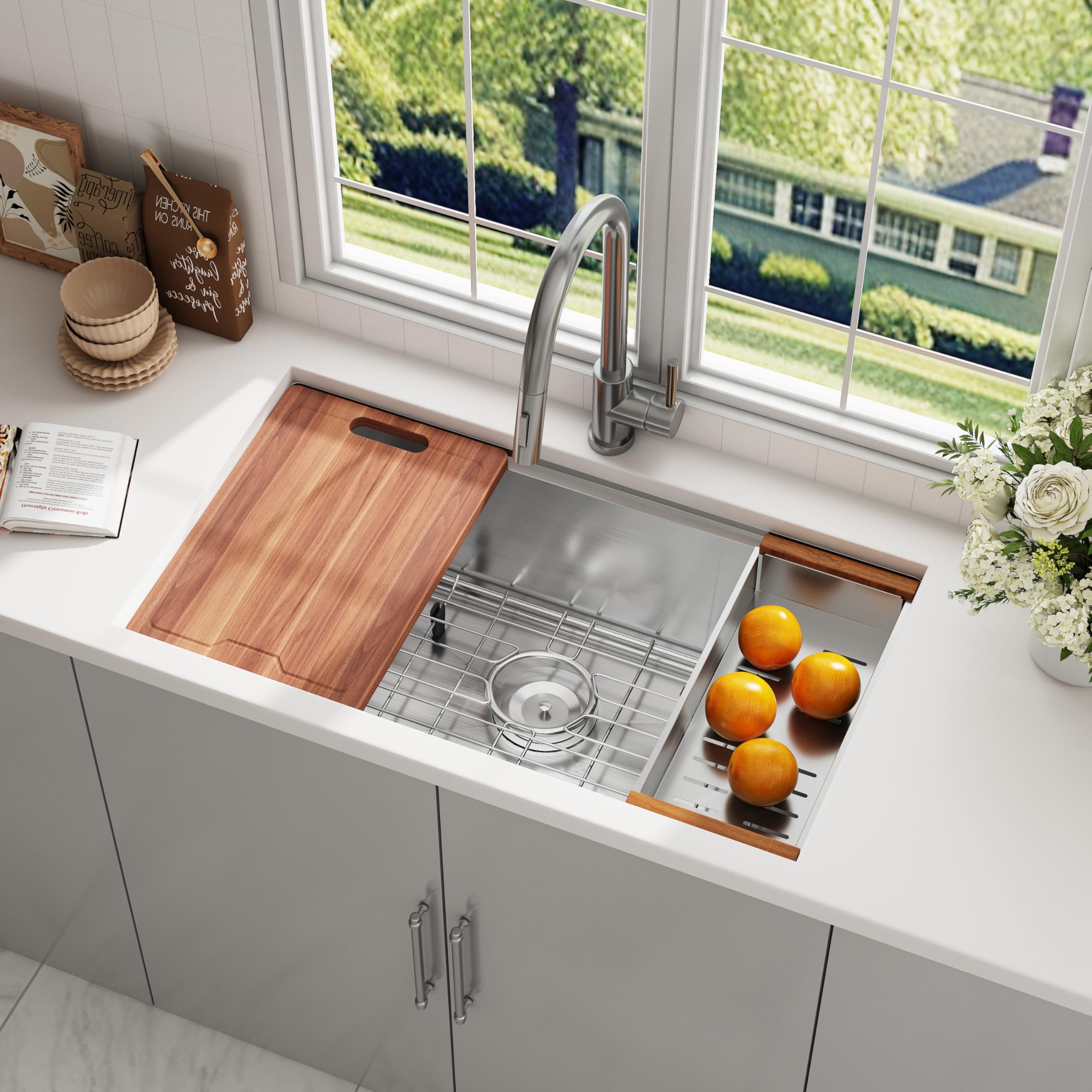Snapklik.com : Jovi 32 Inch Undermount Workstation Kitchen Sink 16 ...