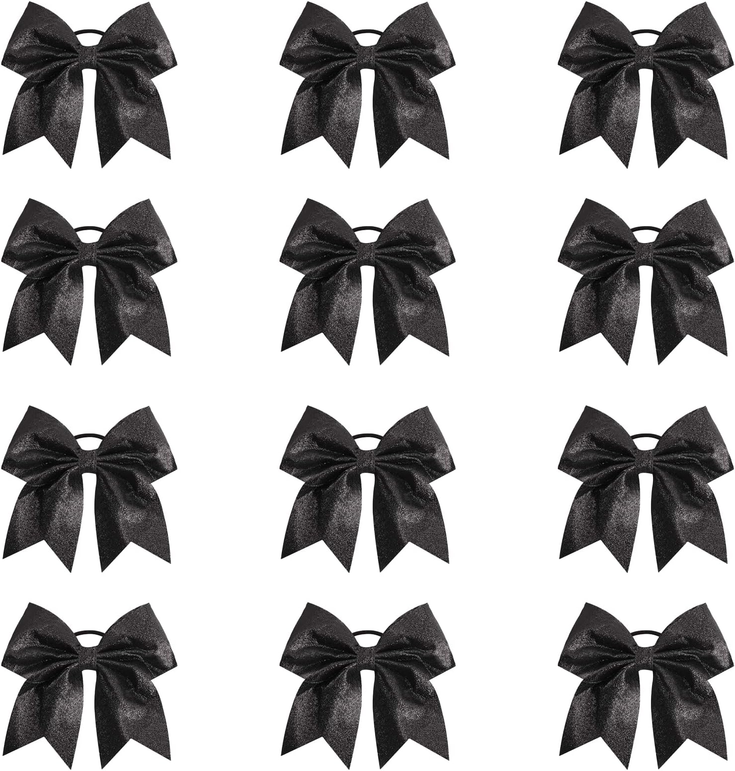 Amazon.com : CEELGON 12 PCS White Glitter Cheer Bows Large 8” Full ...