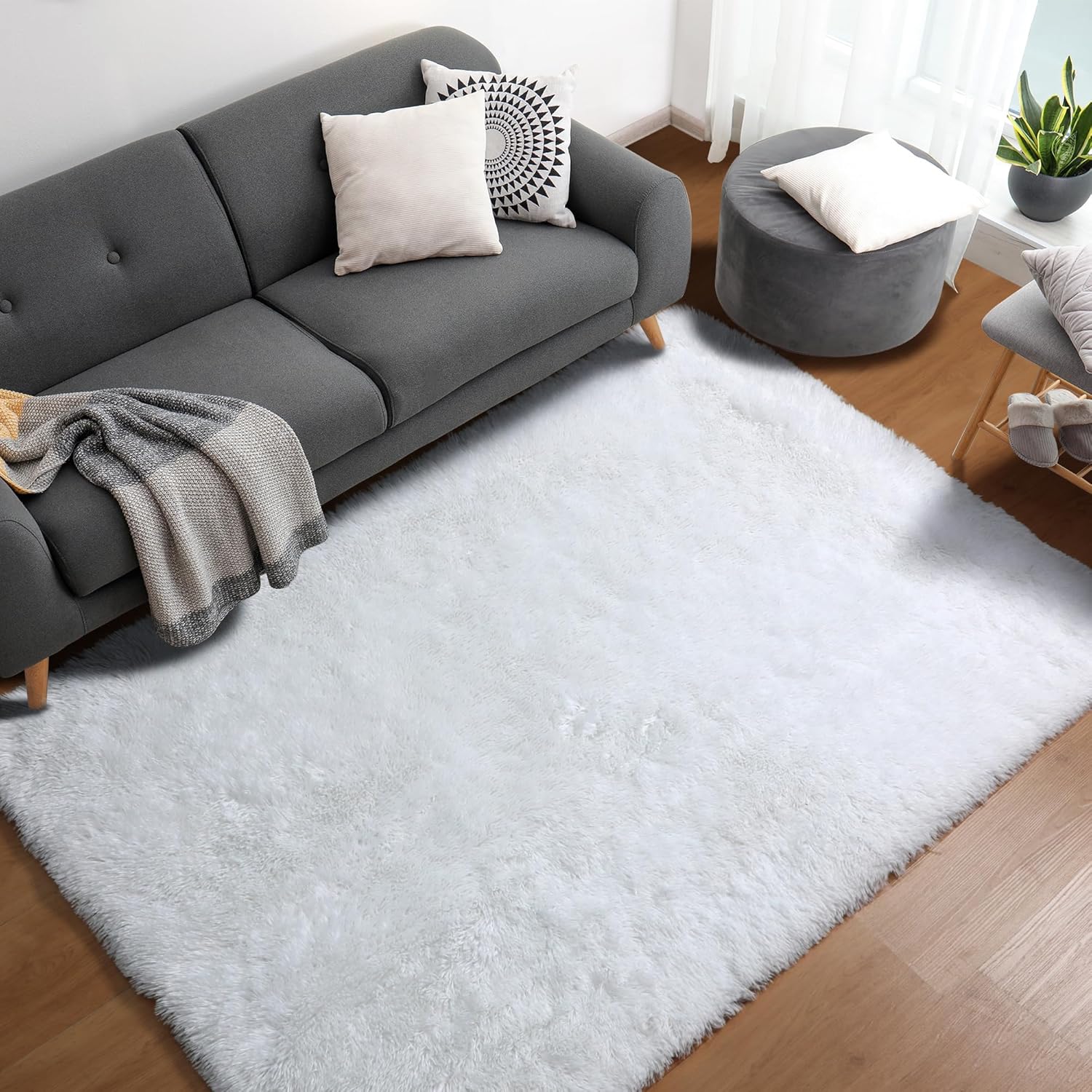 Amazon.com: ONASAR White Rugs for Bedroom, 3x5 Fluffy Shaggy Bedside ...