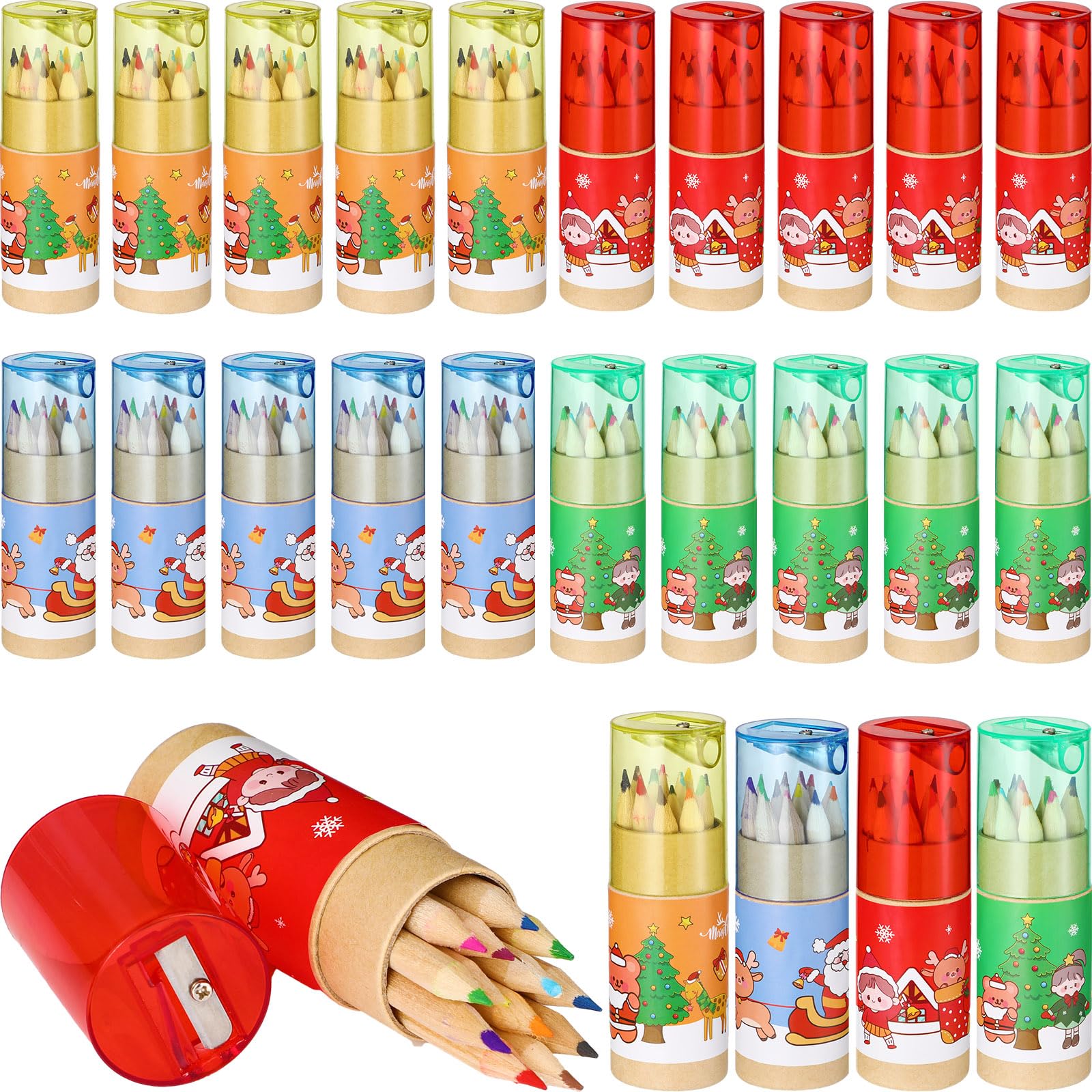 Amazon.com : Zhanmai 24 Pack Christmas Mini Colored Pencils with ...