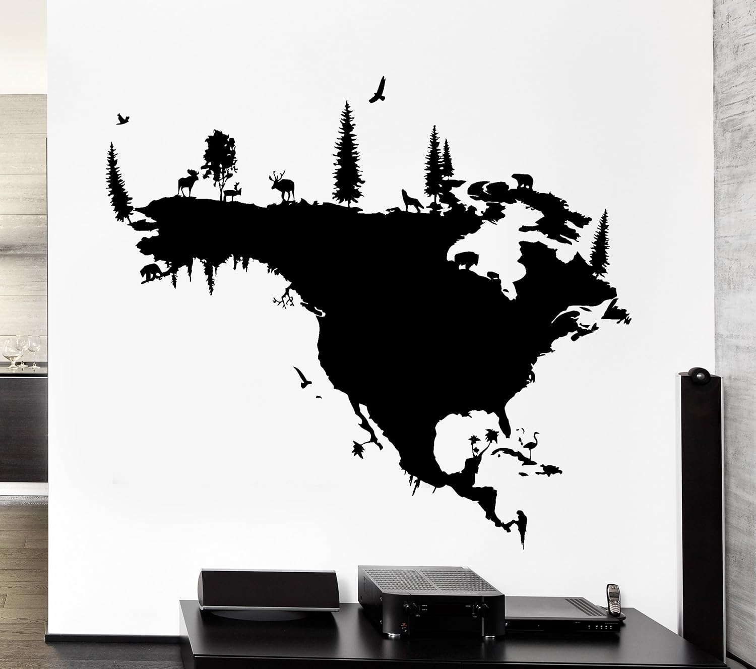Amazon.com: Wall Stickers Vinyl Decal North America Map with Forest and ...