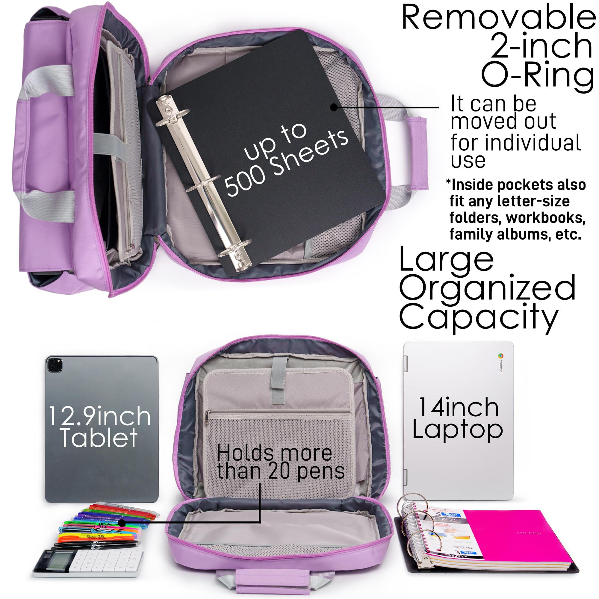 Snapklik.com : Kaitiaki 3 Ring Zipper Binder, 2 Inch O-Ring Organizer ...