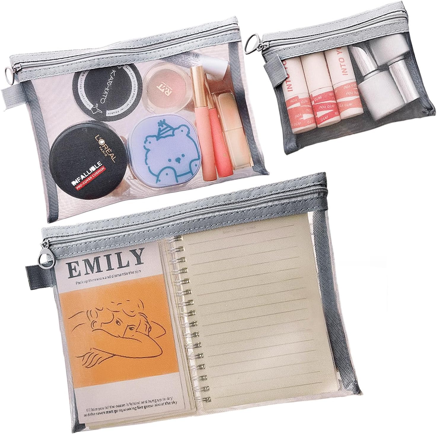 Amazon.com : Topfinder Clear Cosmetic Bags Zip Makeup Mesh Bags Pencil ...