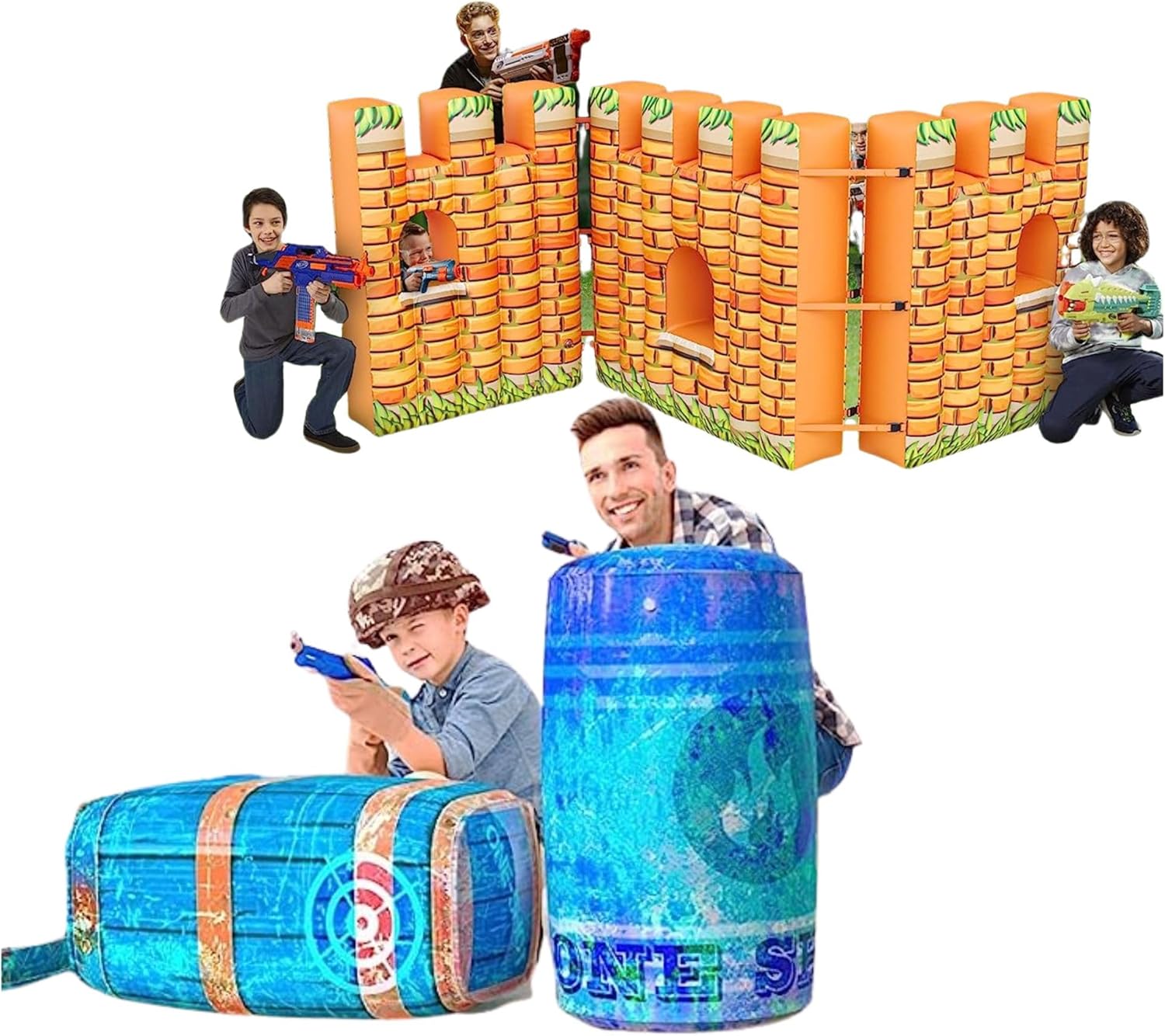 Amazon.com: Skywin Inflatable Castle + Obstacles (2 Pack Blue) for Play ...