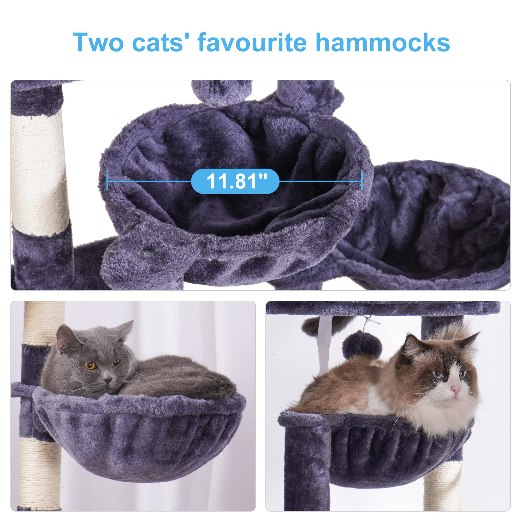 Hey-brother Cat Tree with Toy, Cat Tower for Indoor Cats, Cat House ...