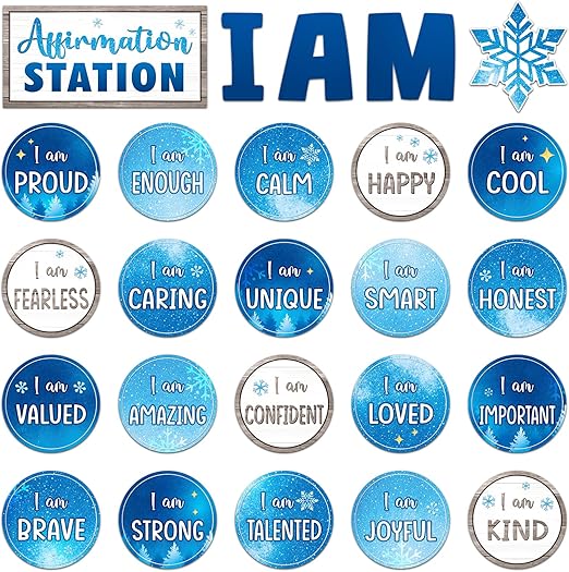 Amazon.com : Frienda Winter Affirmation Station Bulletin Board Set ...