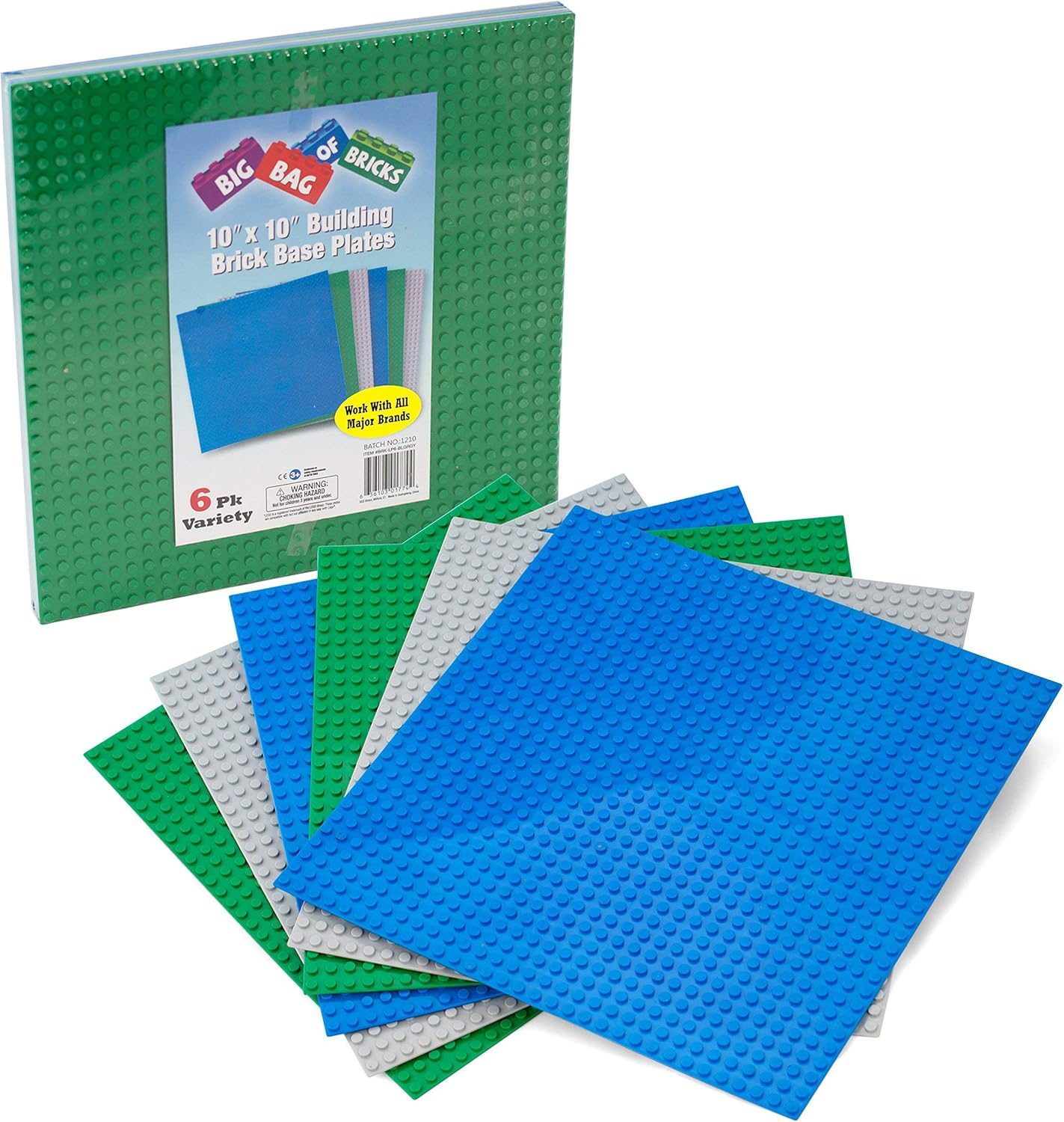 Amazon.com: SCS Direct Bricks Building Blocks Baseplates - Large 10" x ...