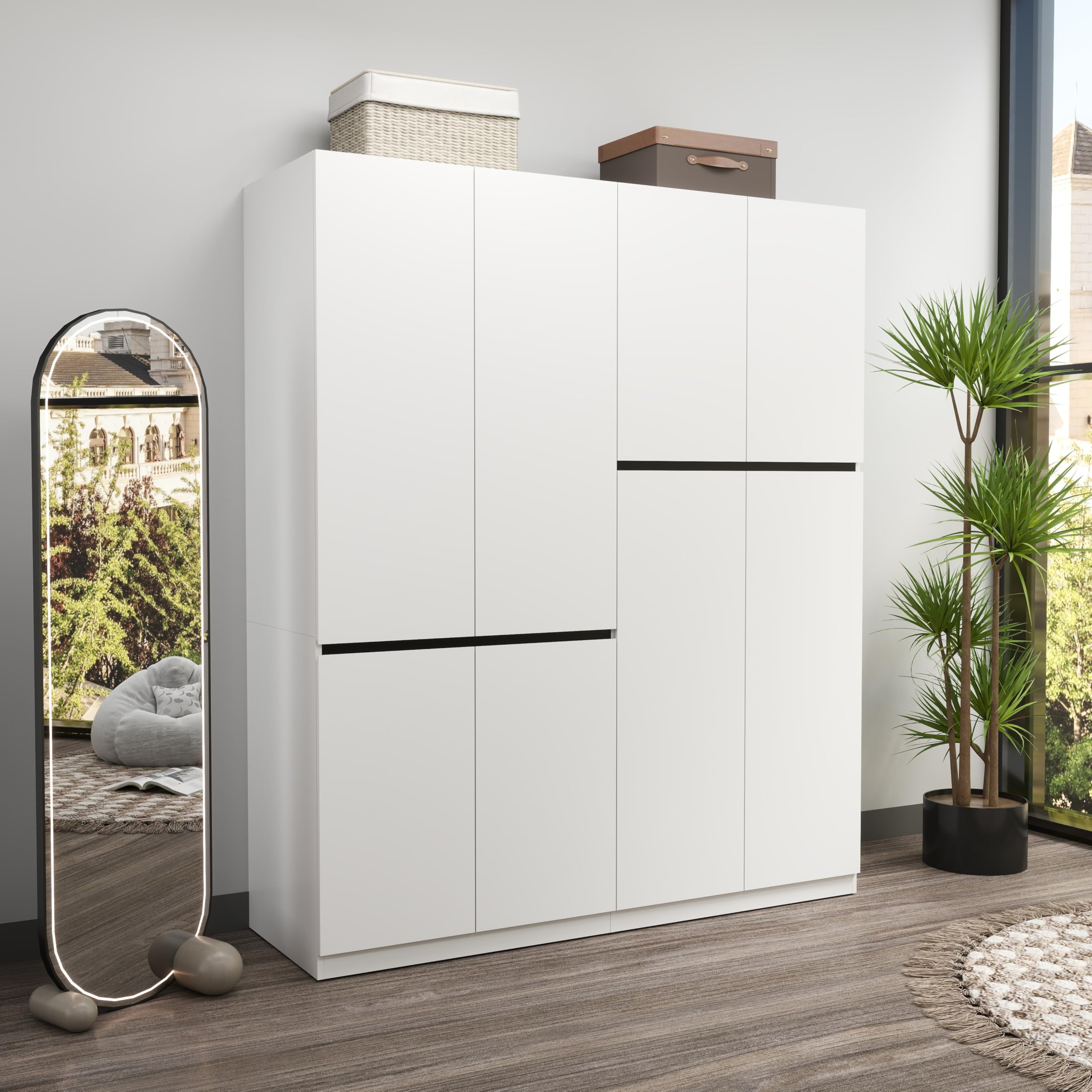 Amazon.com: Wakefit 4 Door Wardrobe Armoire Closet, 74'' Tall Wardrobe ...