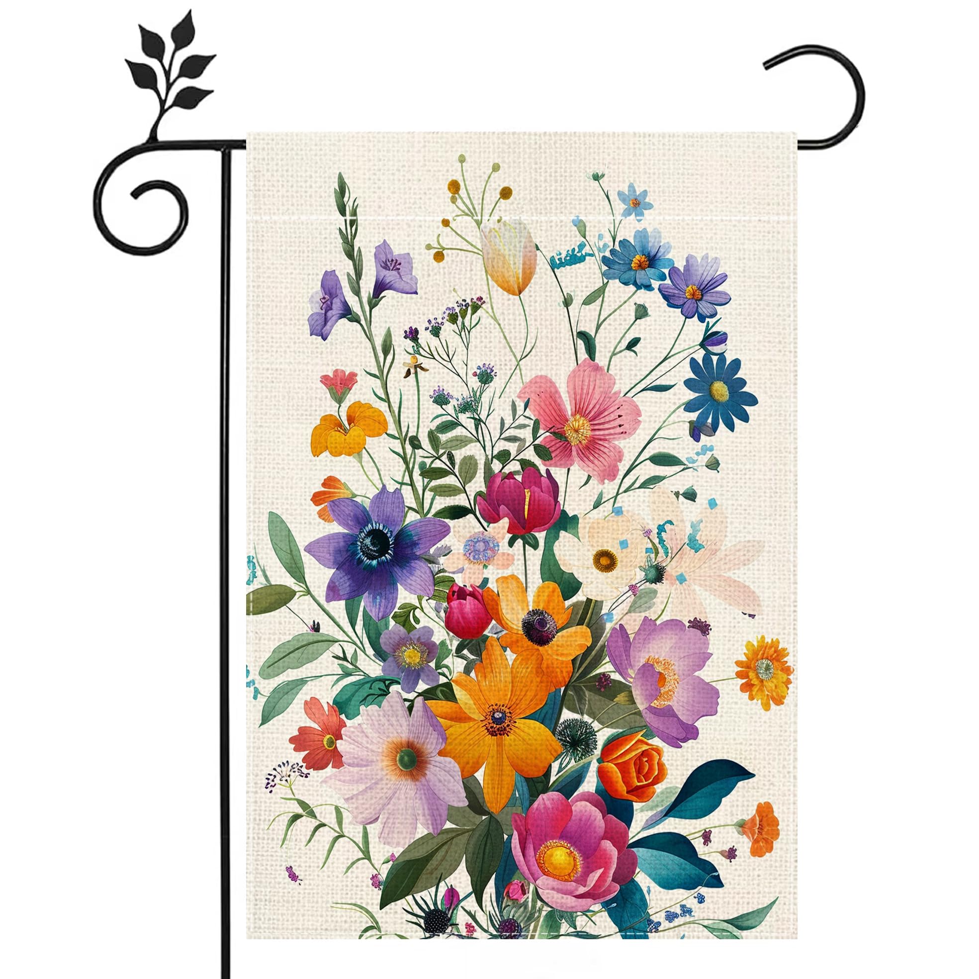 Amazon.com : Colorful Floral Garden Flag for Outside, Spring Garden ...