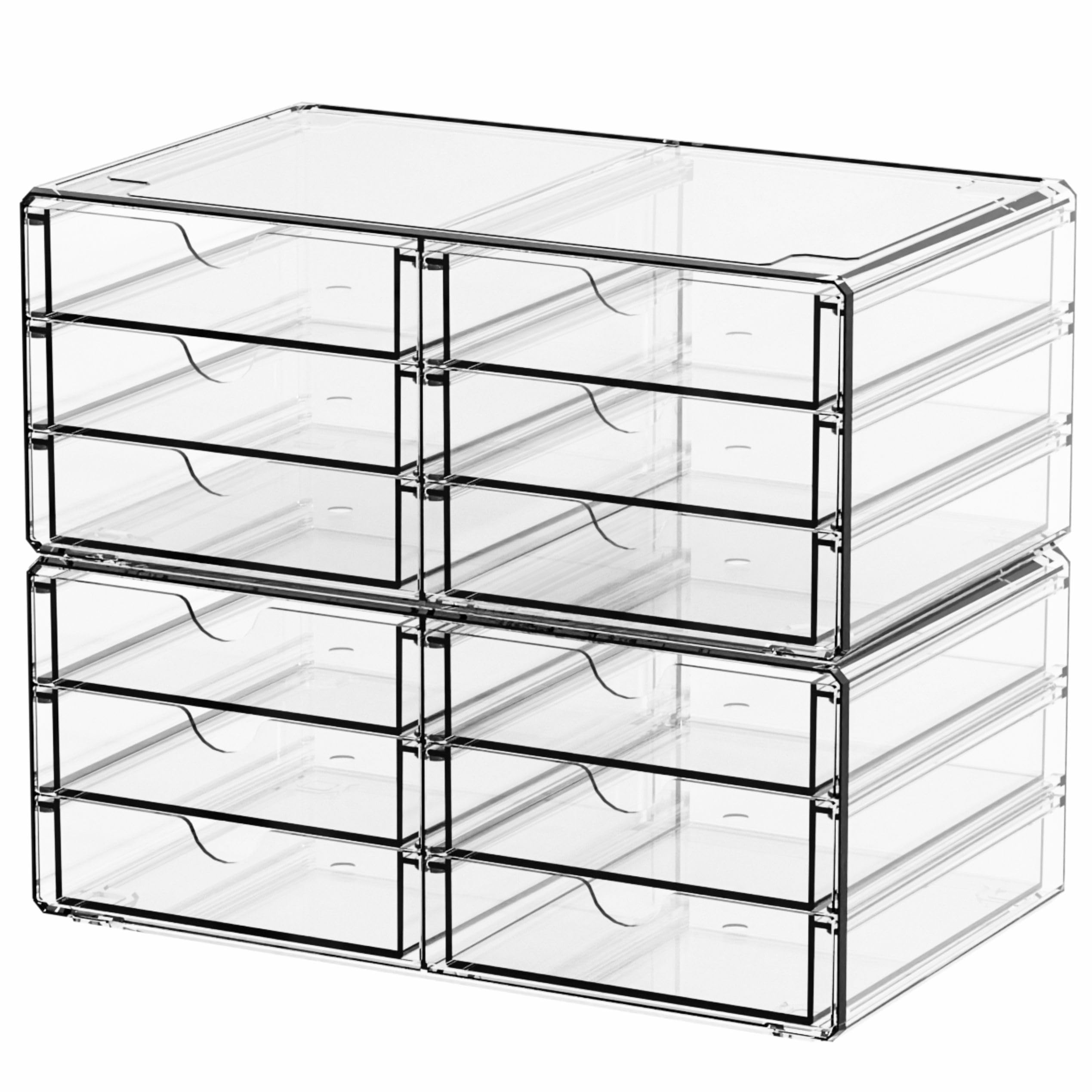Amazon.com: Yieach 2 Pack Acrylic Storage Drawers With 12 Small Drawer ...