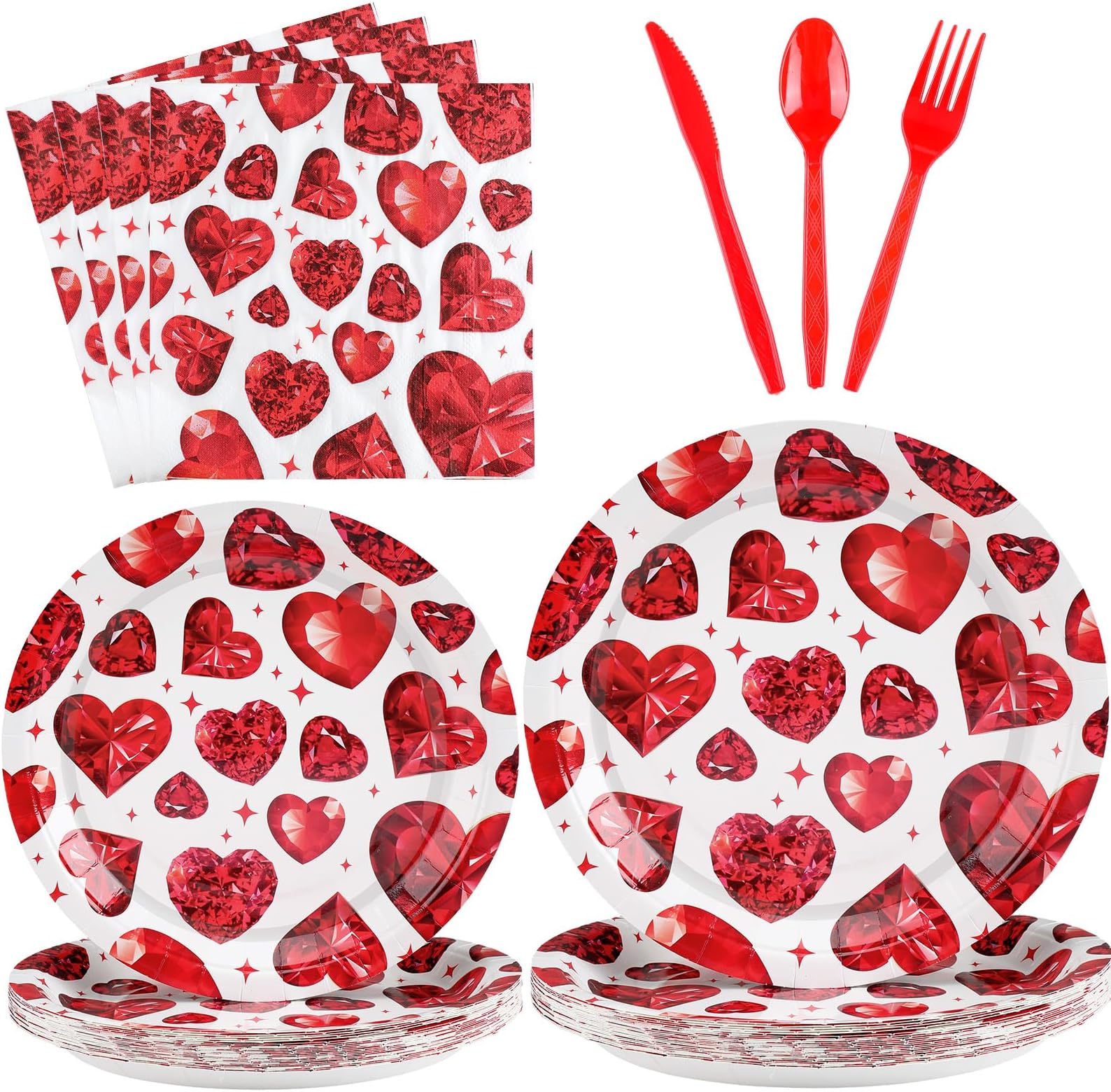 Amazon.com: Suttmin 350 Pieces Valentine's Day Disposable Dinnerware ...