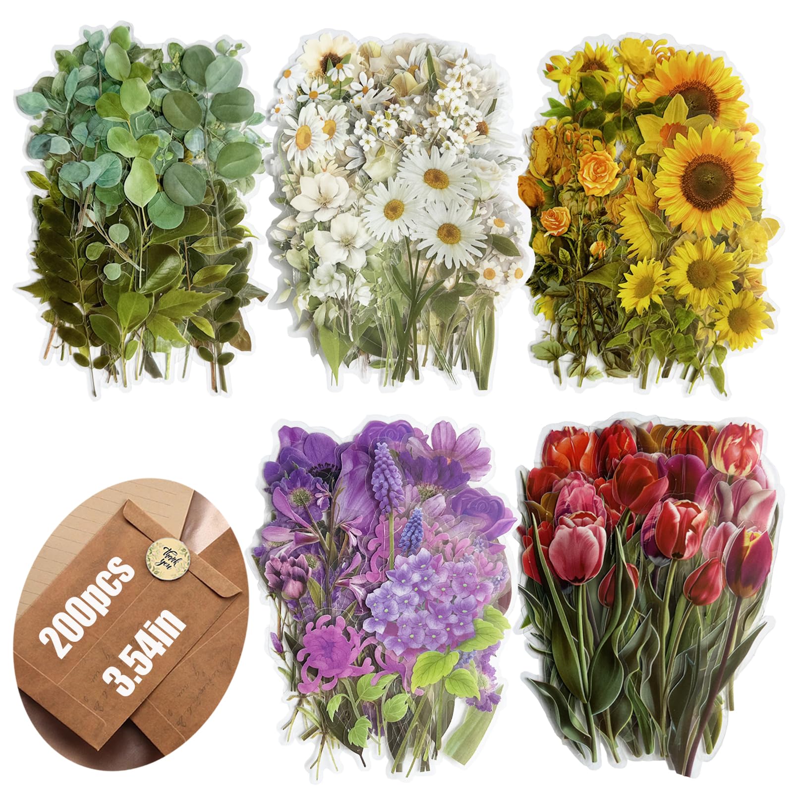 Amazon.com: 200Pcs Scrapbook Stickers, Transparent Vintage Natural ...