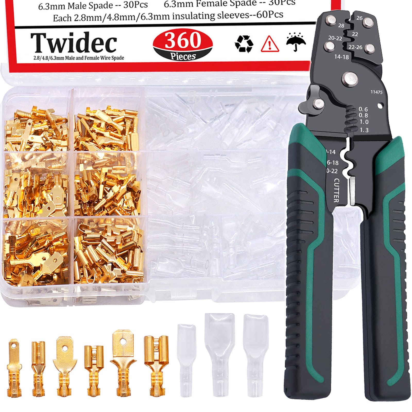 Snapklik.com : Twidec/360Pcs 2.8/4.8/6.3mm Quick Splice Male And Female ...