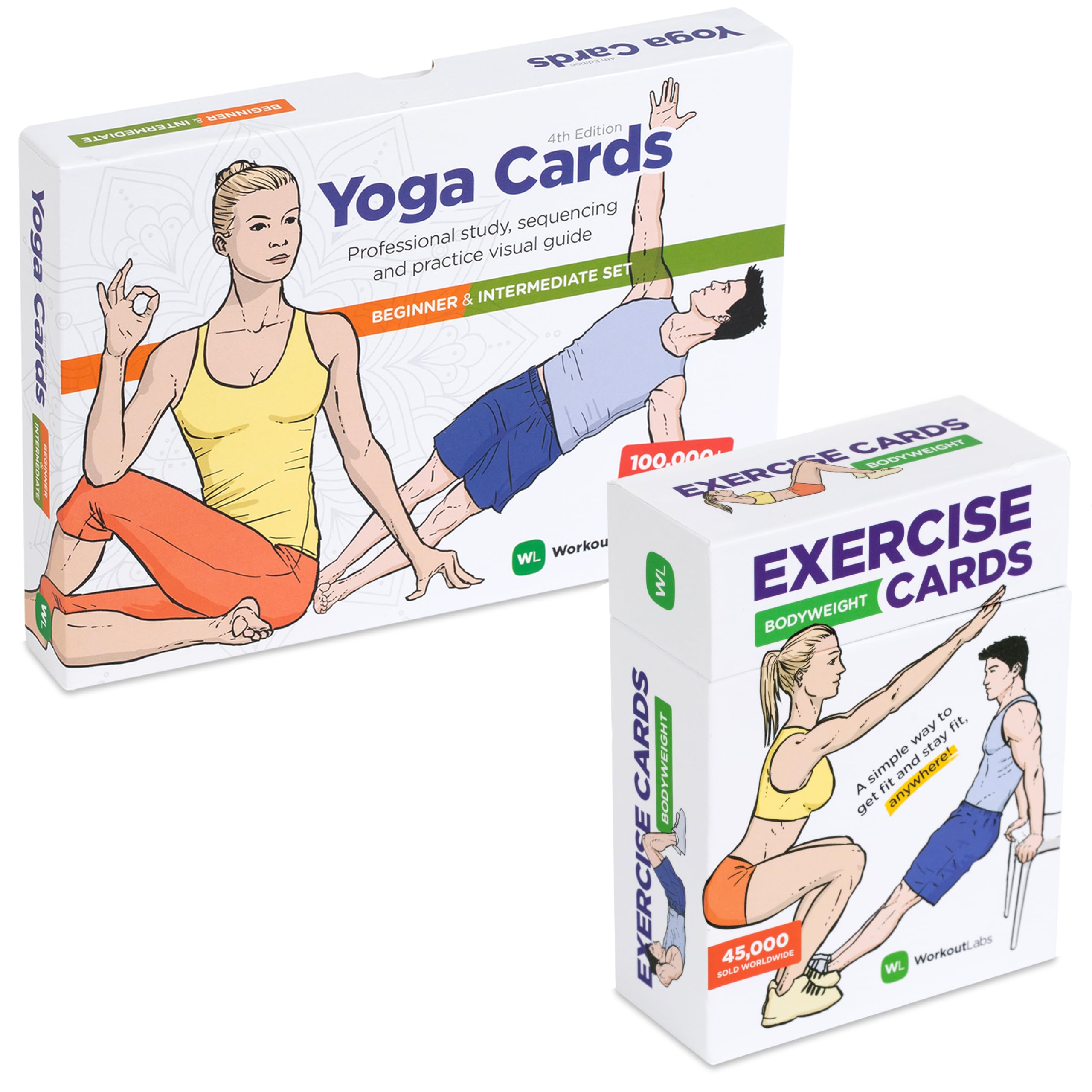 Amazon.com : WorkoutLabs Exercise & Yoga Cards I & II Set Total Fitness ...