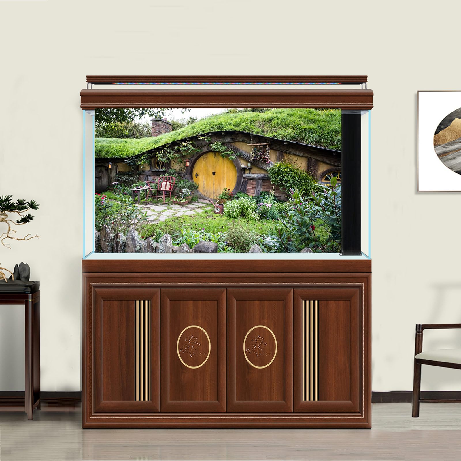 Snapklik.com : Hobbit Cave Aquarium Background Matamata Rural Hobbit ...