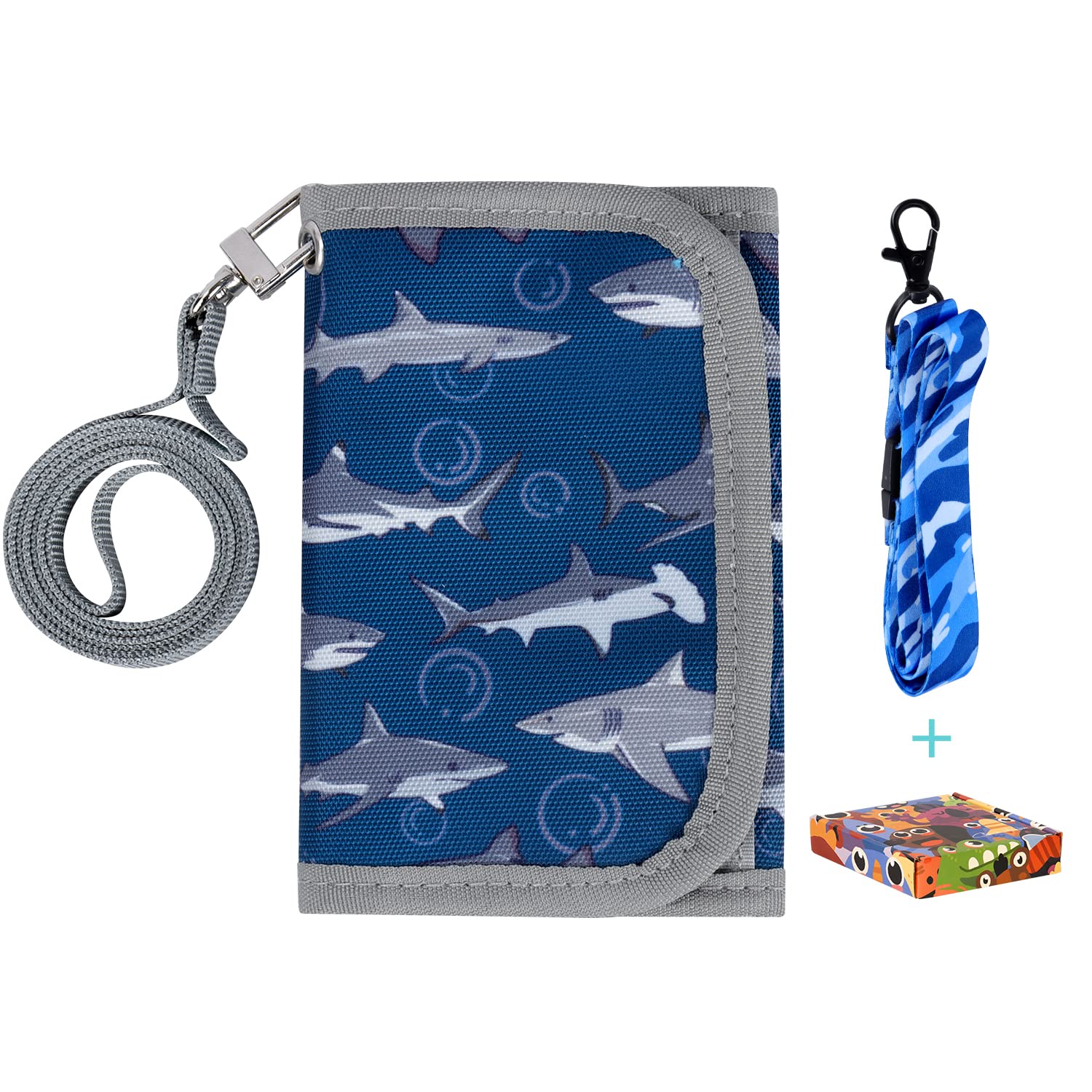 Choco Mocha Kids Wallets for Boys 3-5 6-8 Shark Velcro Wallet with ...