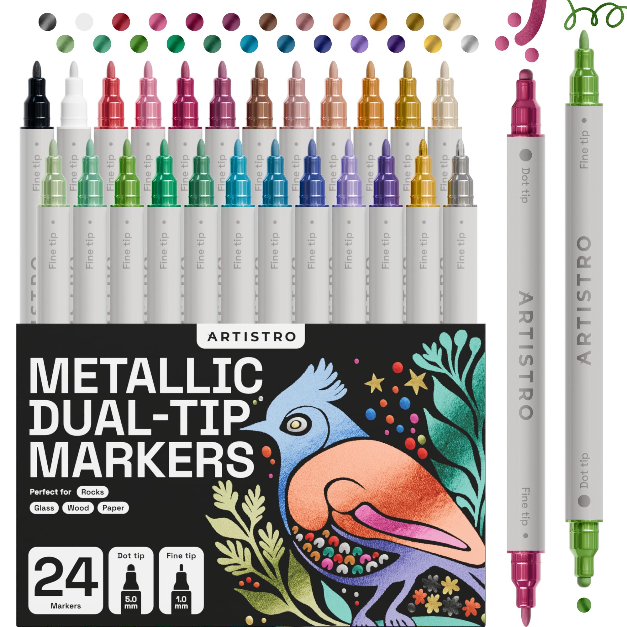ARTISTRO 24 Metallic Dual Tip Markers - BigaMart