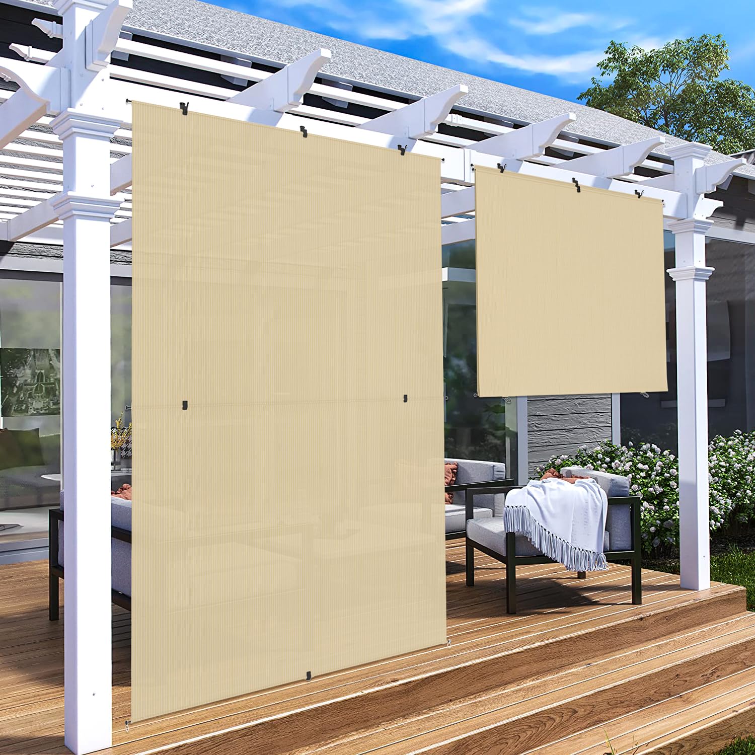 Snapklik.com : Patio Shades Roll Up Outdoor 8Wx6H Foldable Roller Shade ...