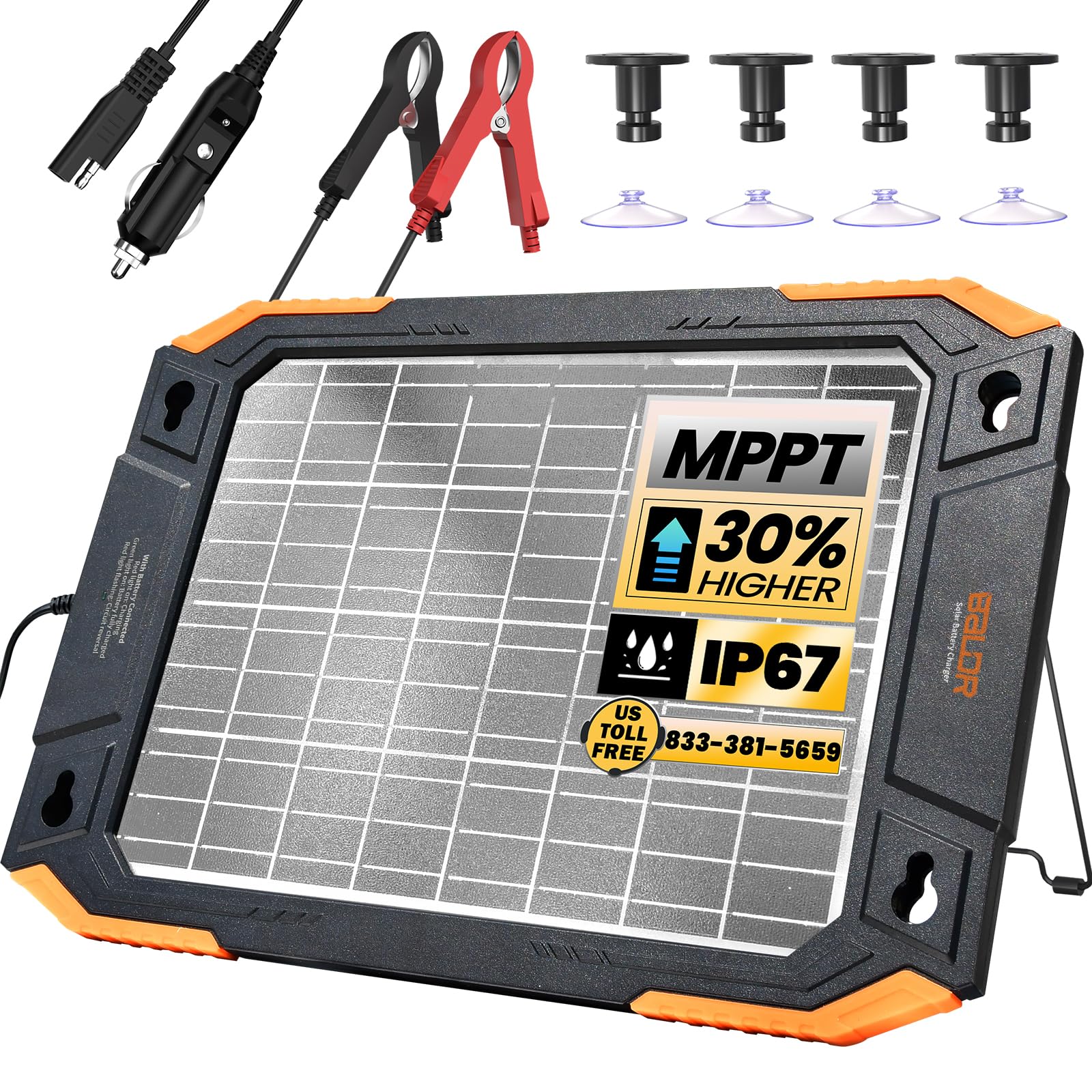 Snapklik.com : 12V Solar Battery Charger, 13W Waterproof Dual Sided ...