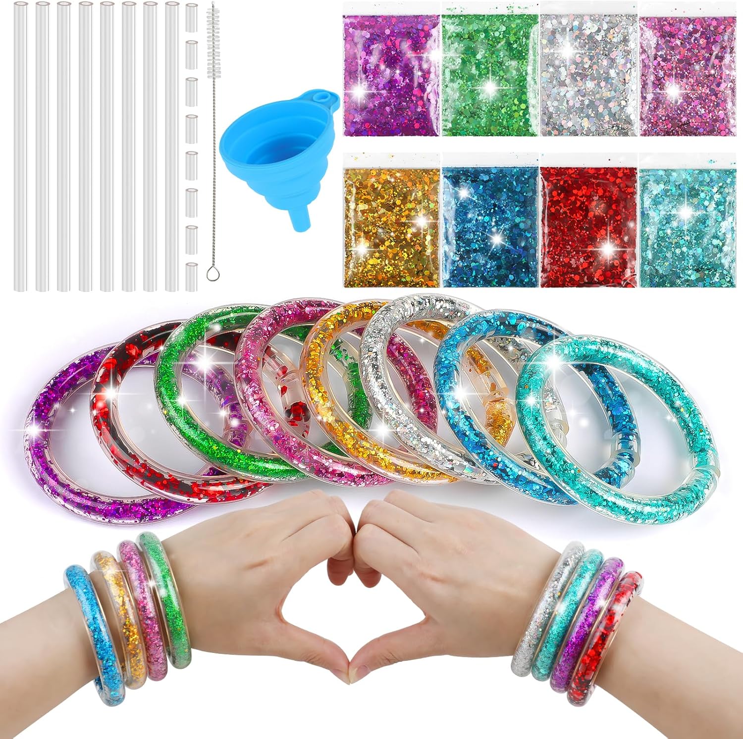 VEYLIN Girls Bracelet Making Kits, Girls Glitter Bracelet Craft Kits ...