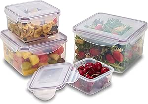 Amazon.com: SnapMate - Set of 4 Square Nesting Food Storage Containers ...